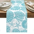 Aqua Coastal Table Runner Beach Starfish Nautical Coral Shell Summer ...
