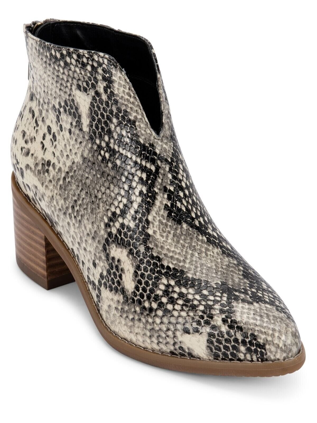 Aqua College Woman's Beige Snake Print Emily Zip-Up Leather Dress Ankle ...