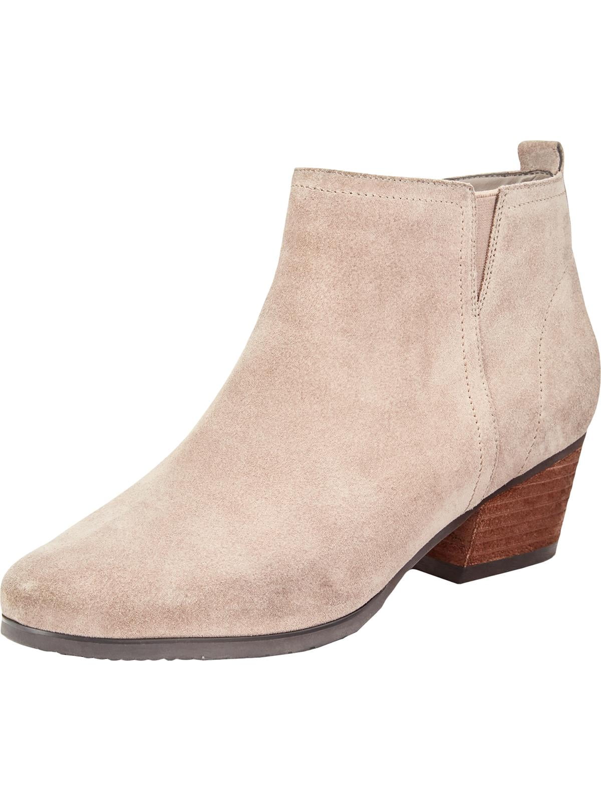 Aqua College Womens Isla Suede Block Heel Ankle Boots Taupe 11 Medium ...