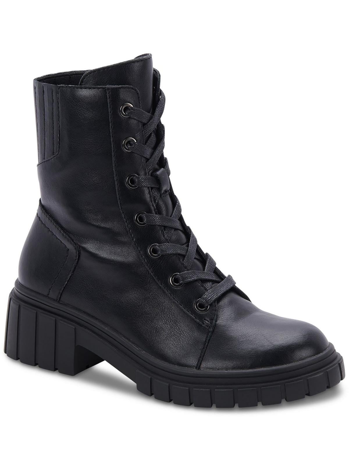 Aqua College Womens Perel Leather Lugged Sole Combat & Lace-up Boots ...