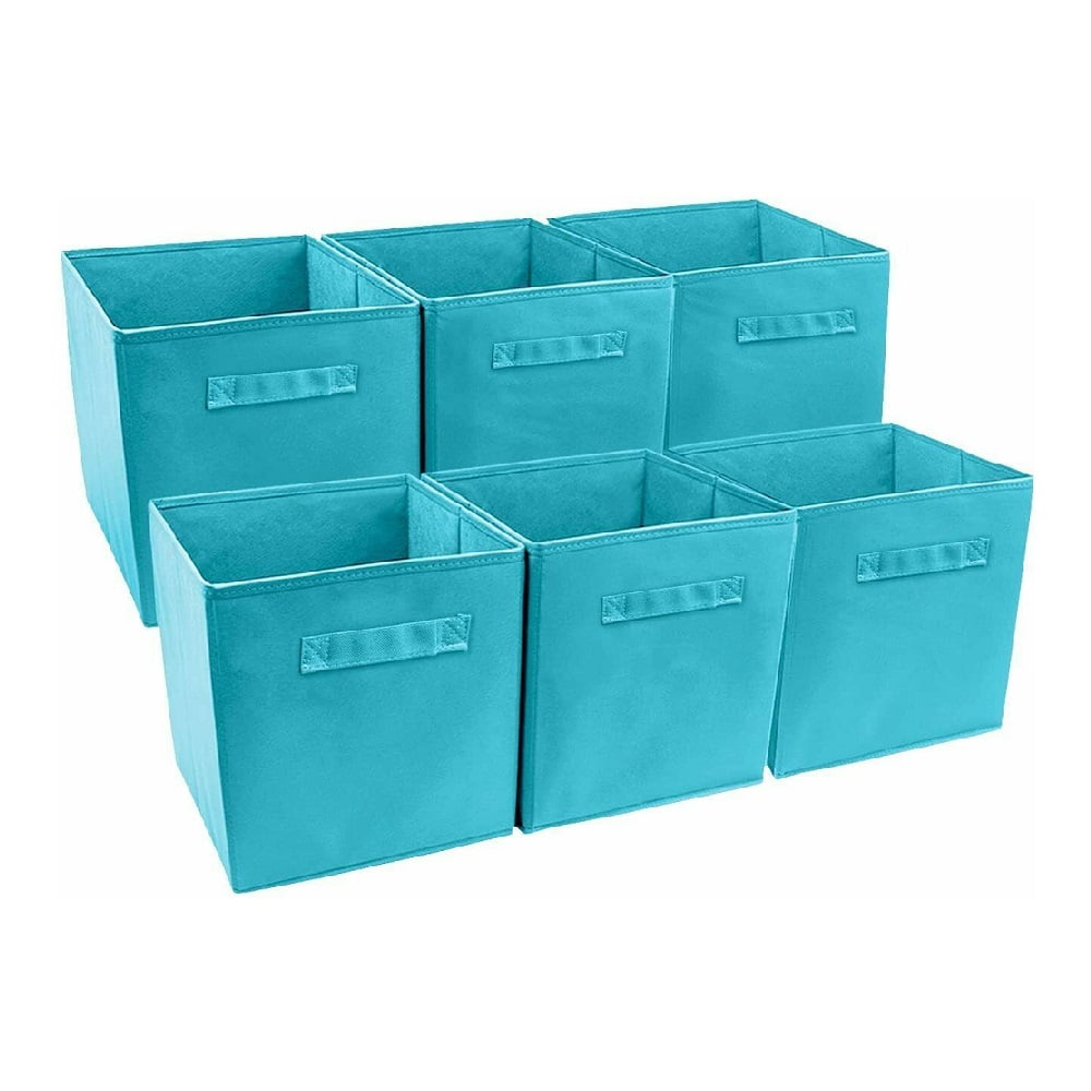 Aqua Color Foldable Storage Cube Basket Bin Cloth Baskets for Shelves ...