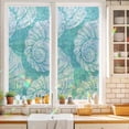 Aqua Conch Window Privacy Film Coastal Summer Ocean Beach Nautical ...