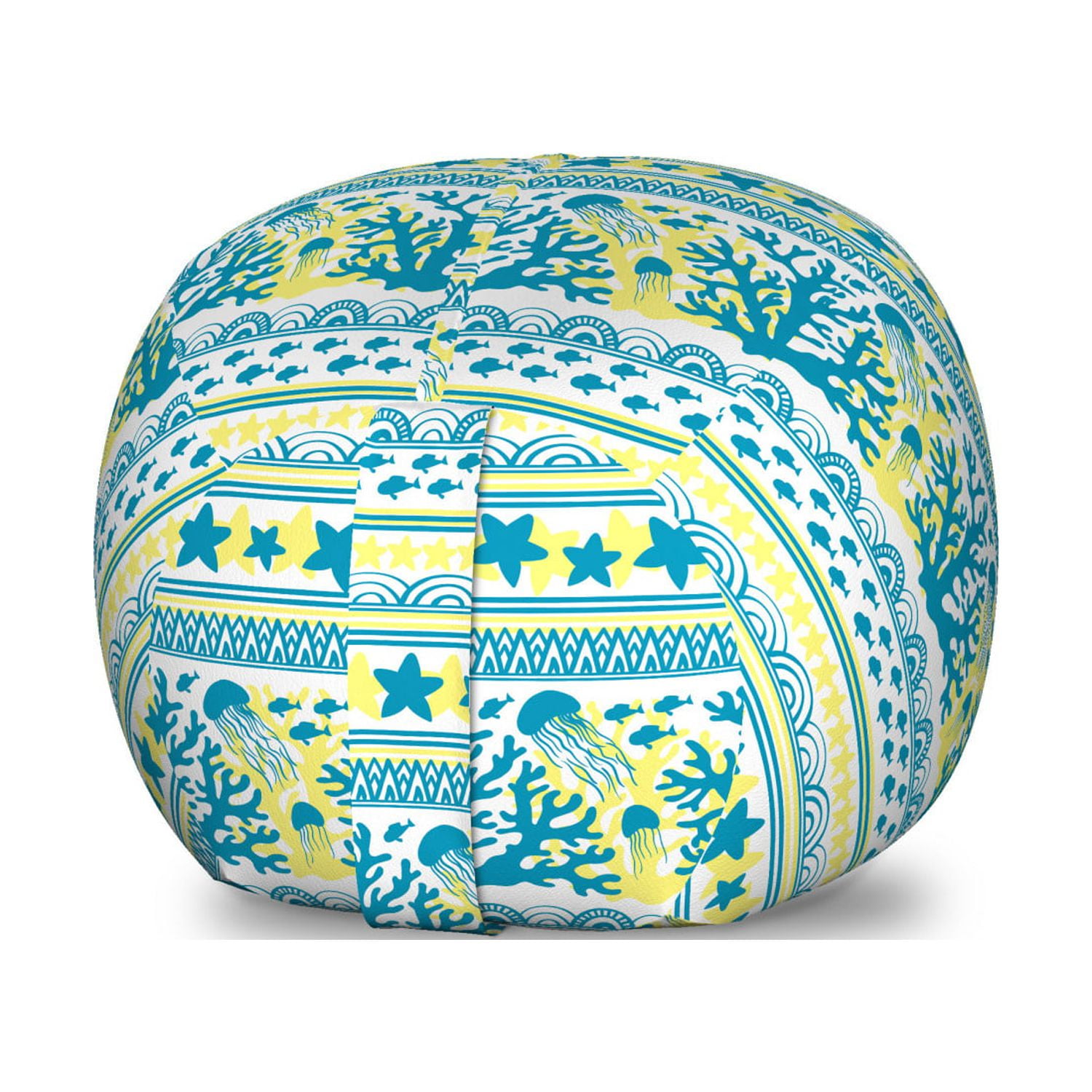 Aqua and Coral Storage Toy Bag Chair, Rhythmic Horizontal Stars Algae ...