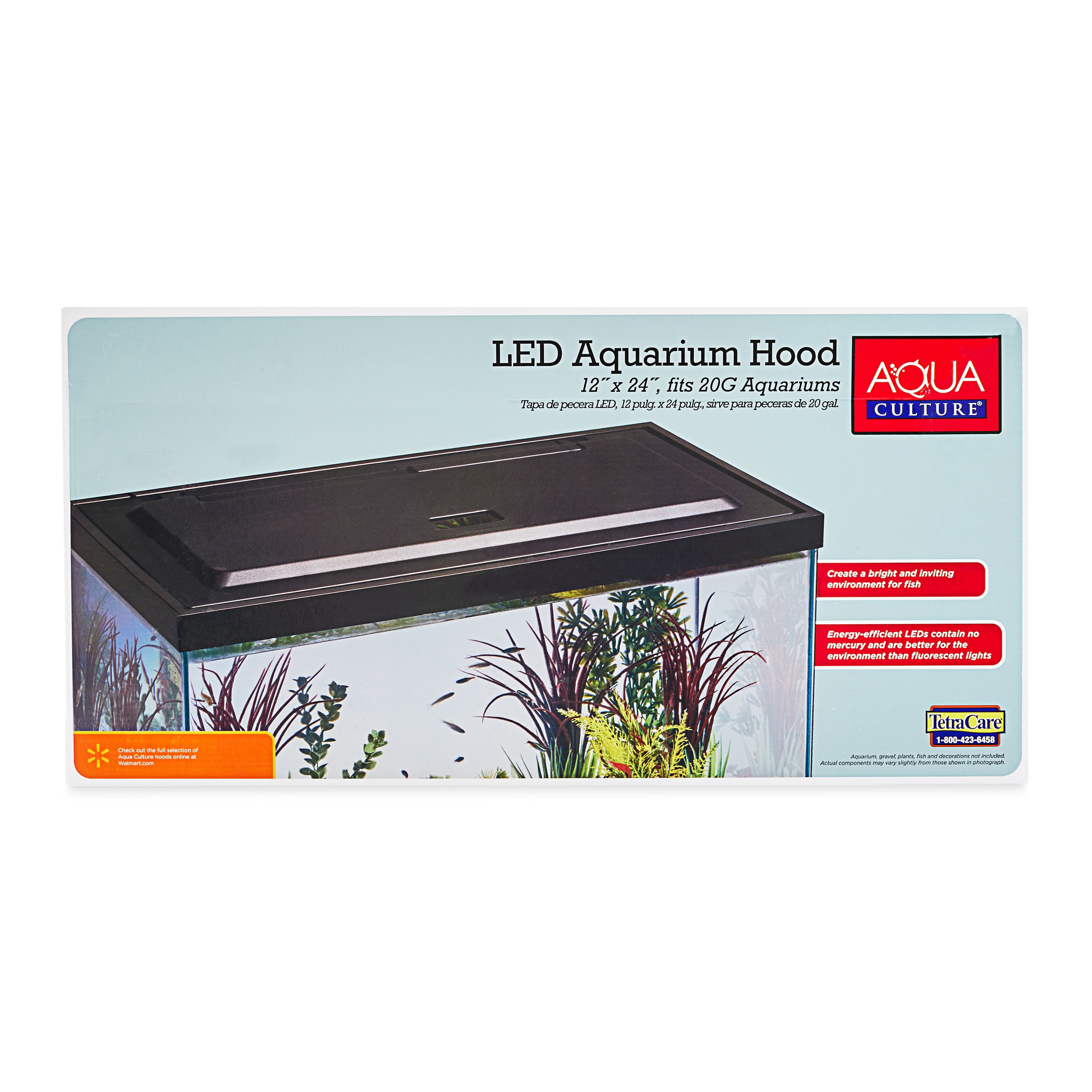 Aqua Culture 20/55 Gallon Fish Tank Hood with LED Light - Walmart.com
