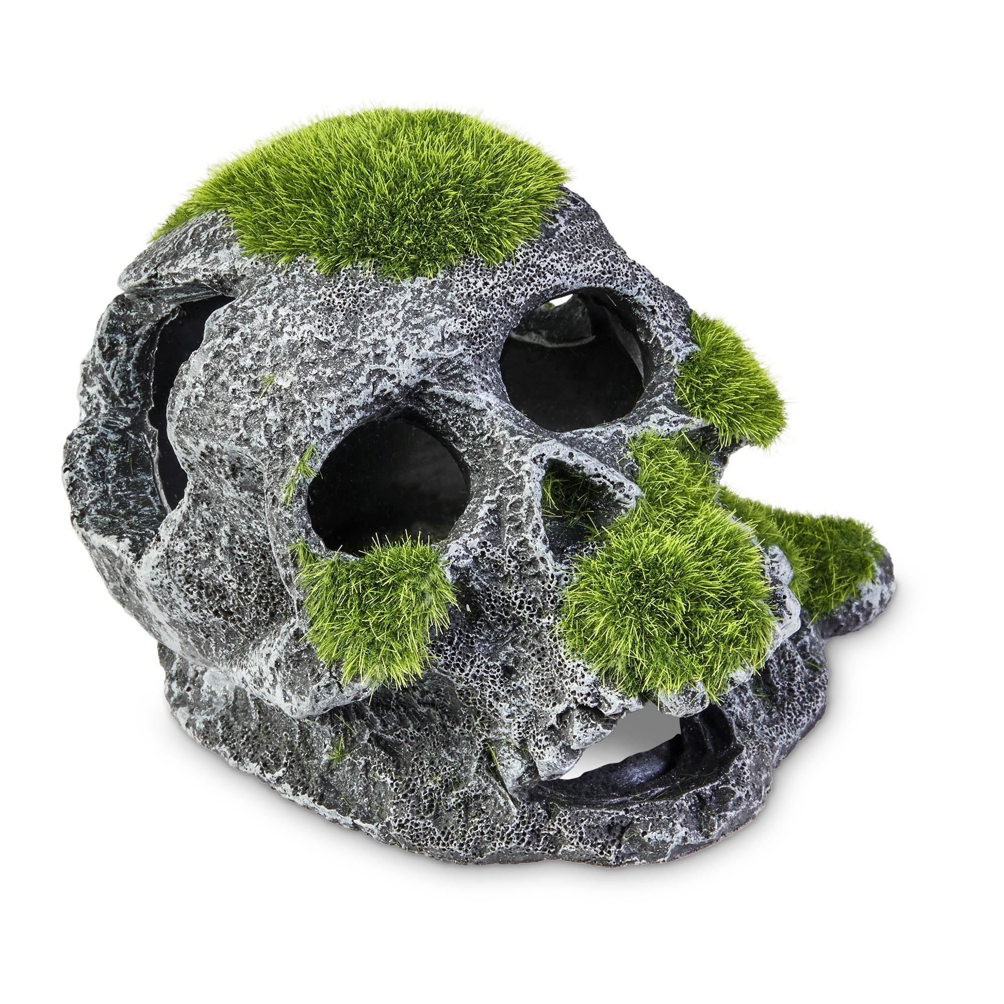 Aqua Culture Mossy Skull Polyresin Aquarium Decoration, 5" - Walmart.com