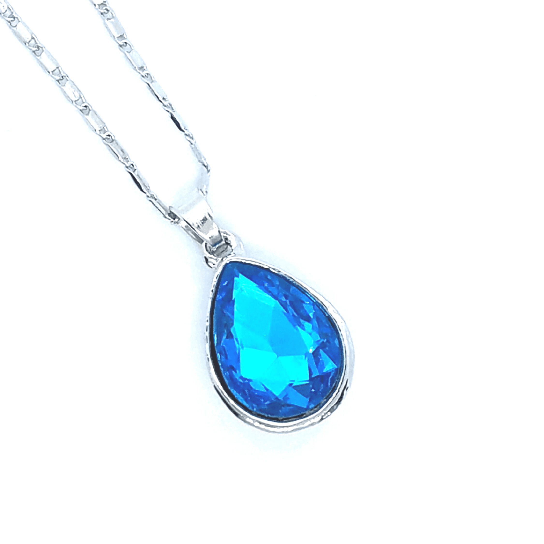 Aqua Dew Drop 12 Carat IOBI Crystal Tear Drop Pear Shape 14K White Gold ...
