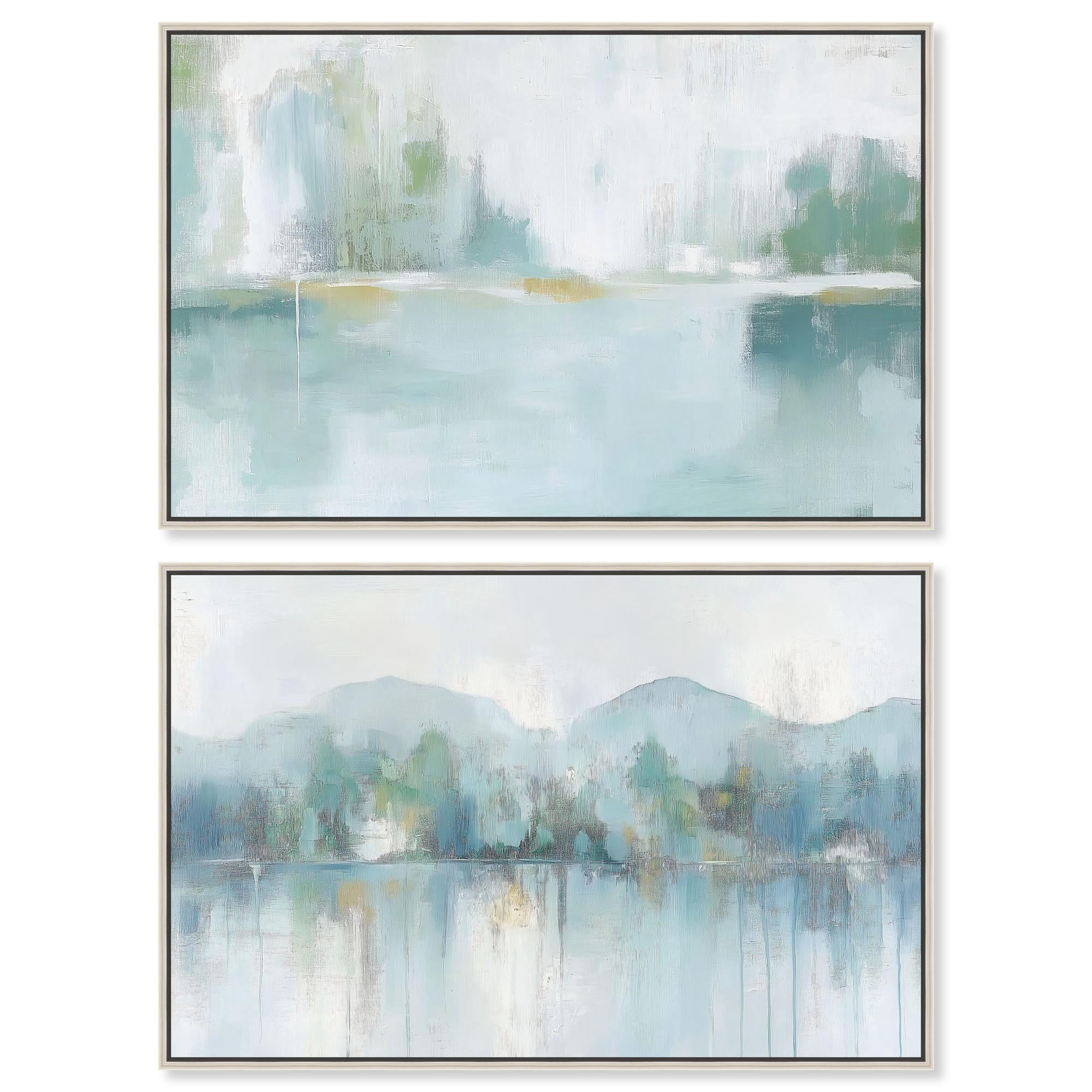 Aqua Dream Set Canvas Set of 2 Green and Blue Art by Art Remedy, Silver ...