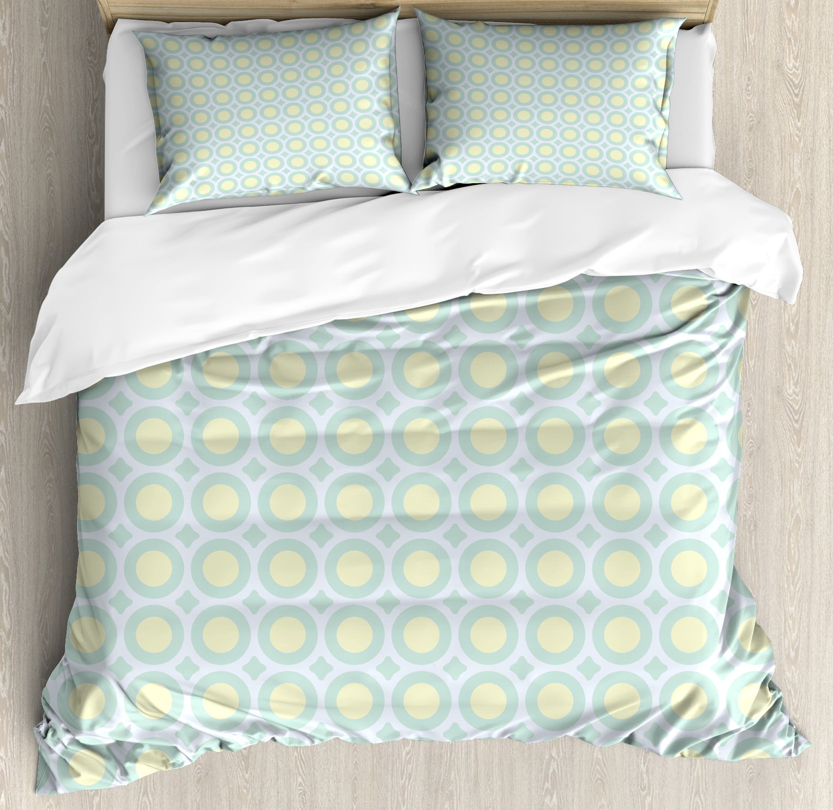 Aqua Duvet Cover Set, Retro Circles Inner Dots 60s 70s Inspired ...