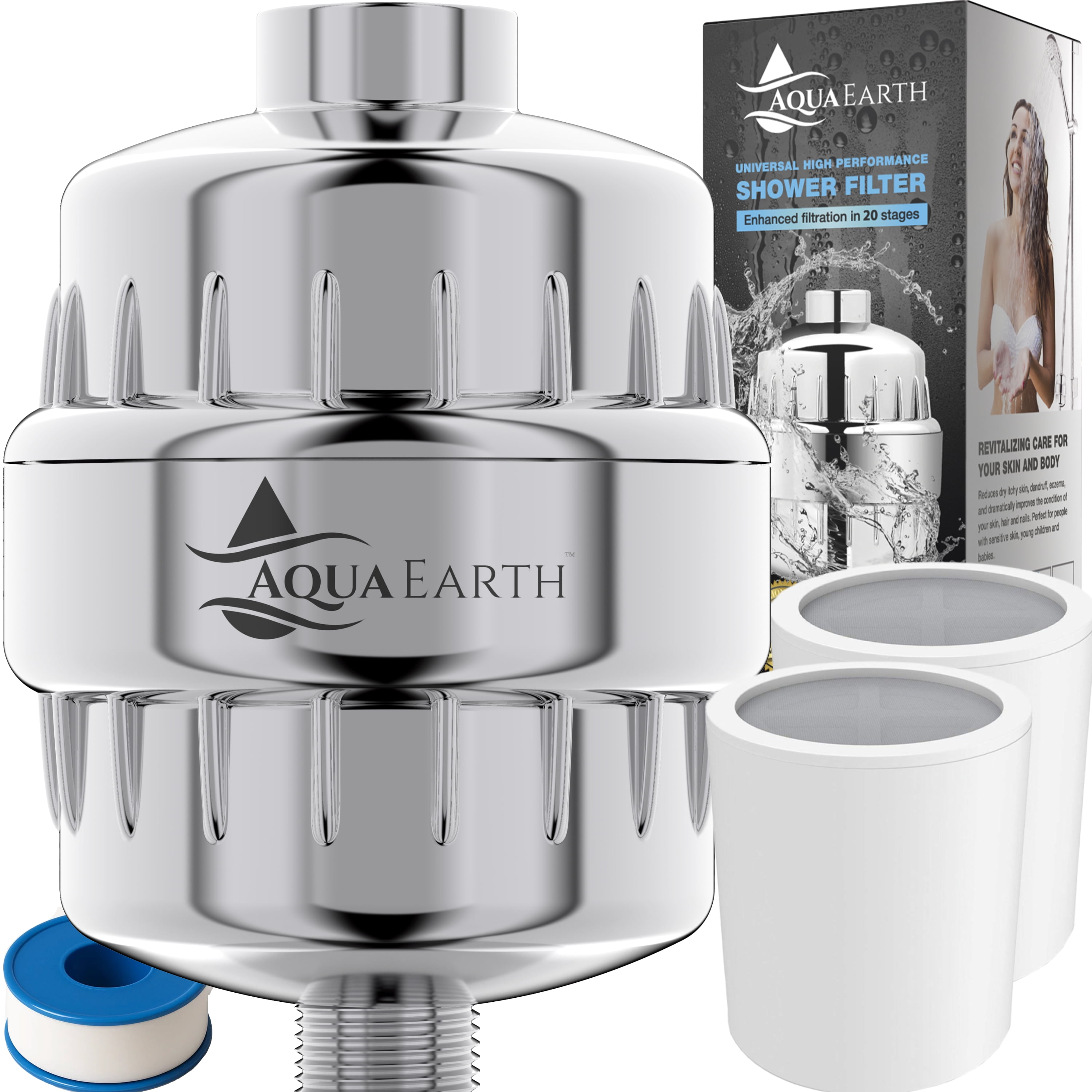 Aqua Earth Shower Filter, Removes Chlorine and Fluoride, Fits All ...