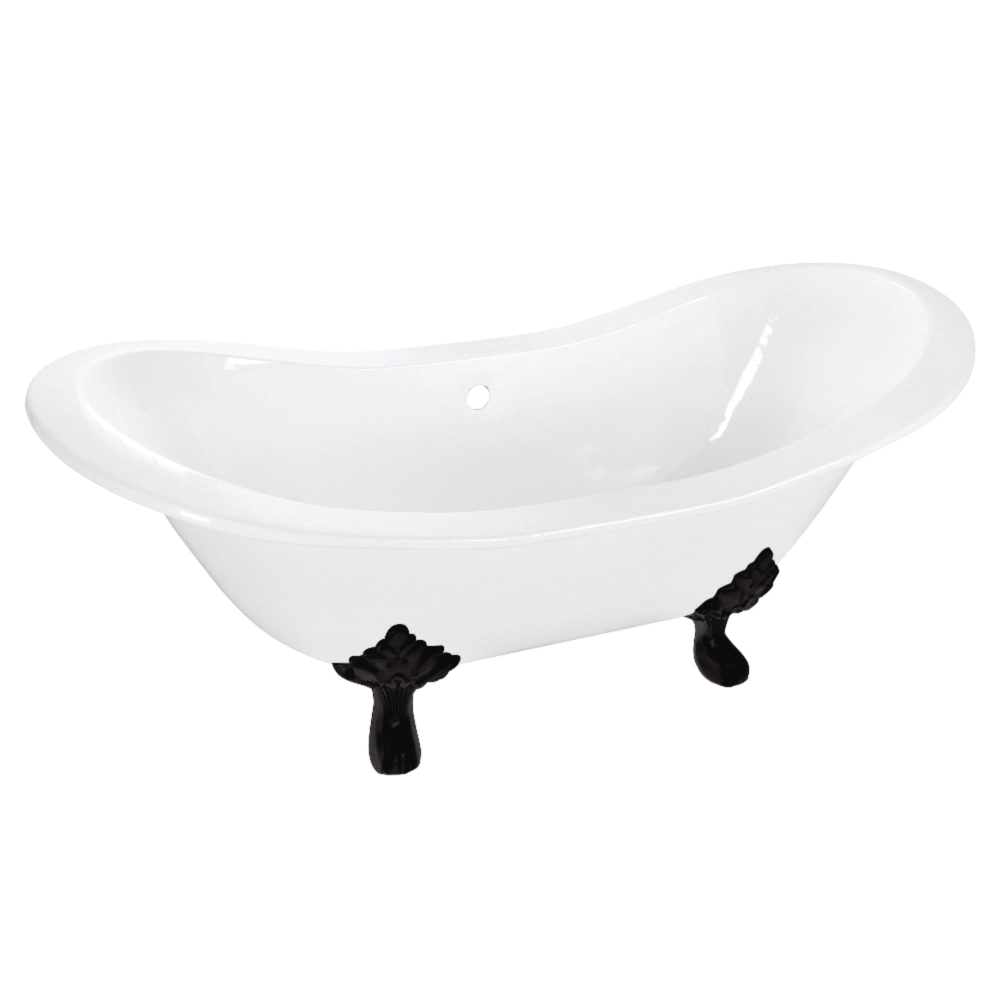 Aqua Eden VCTNDS6130NC0 61" Cast Iron Oval Double Slipper Clawfoot Tub ...