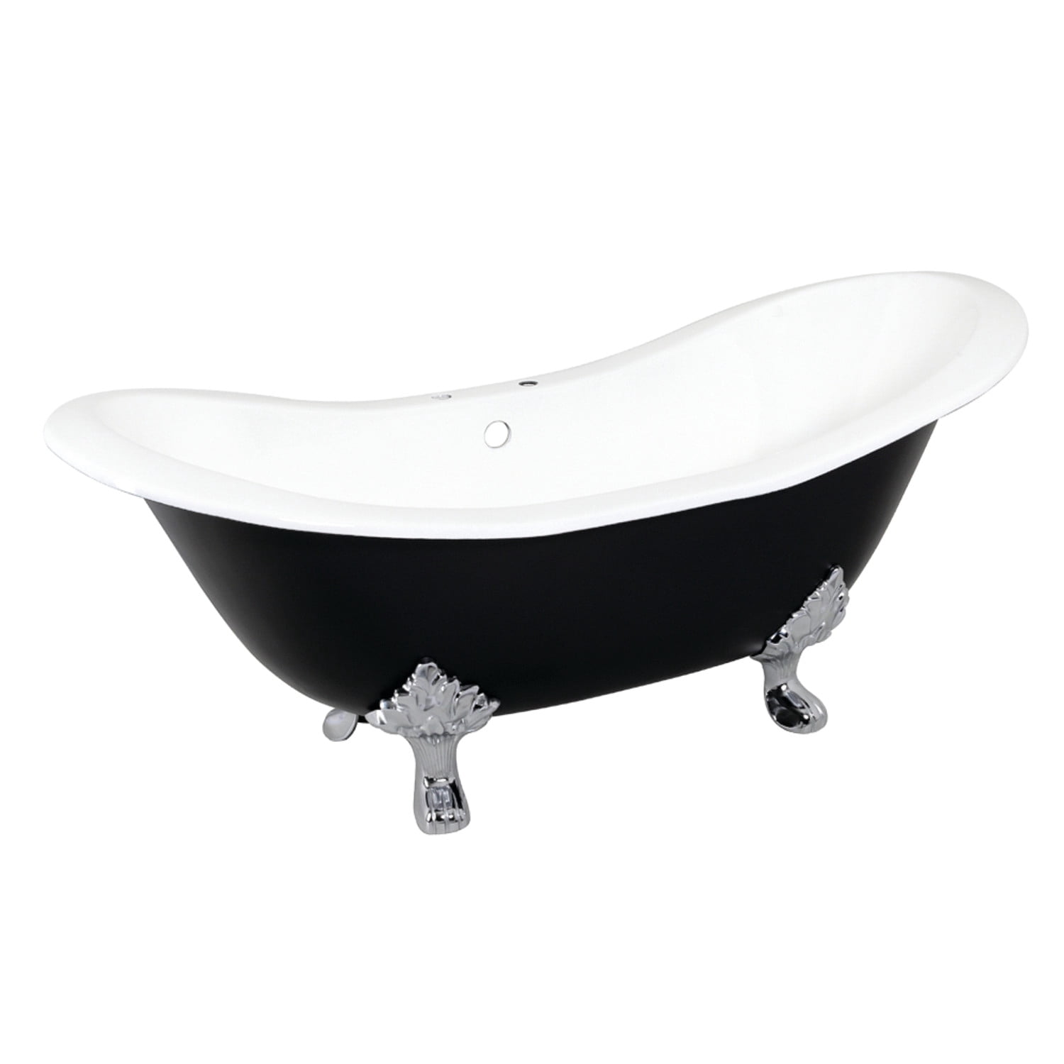 Aqua Eden VBT7D7231NC1 72-Inch Cast Iron Double Slipper Clawfoot Tub ...