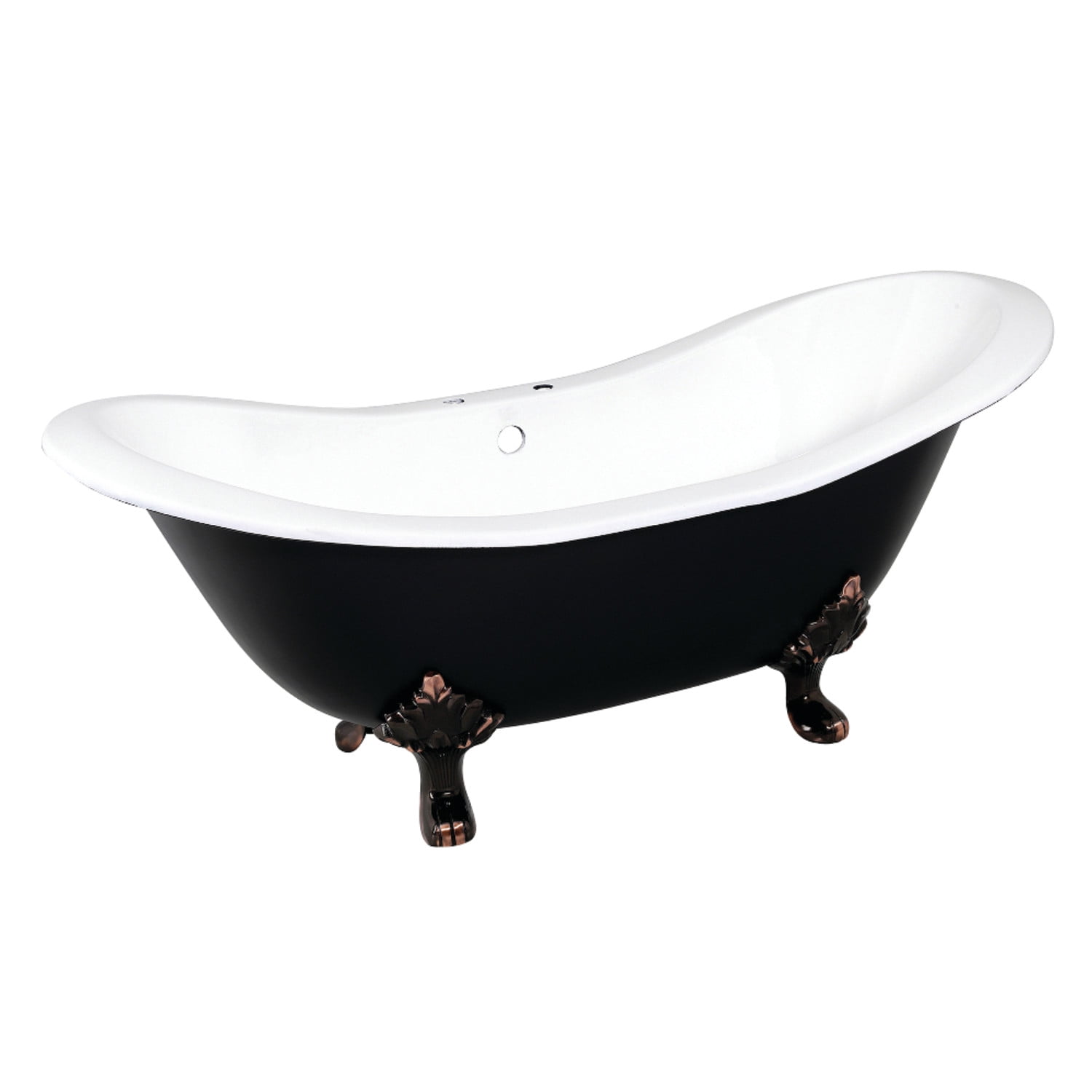 Aqua Eden VBT7D7231NC5 72-Inch Cast Iron Double Slipper Clawfoot Tub ...