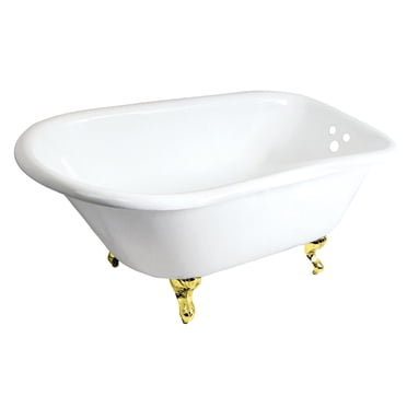 Aqua Eden VCT3D543019NT8 54-Inch Cast Iron Roll Top Clawfoot Tub with 3 ...