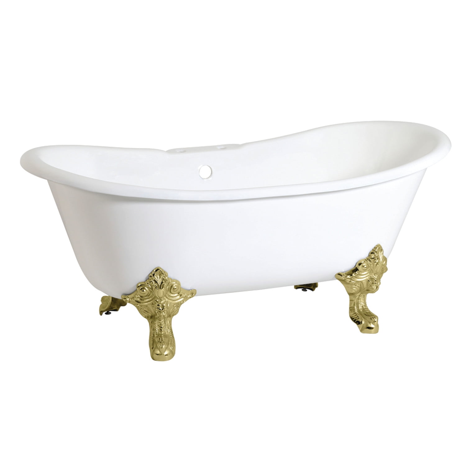 Aqua Eden VCT7DS6731NL2 67-Inch Cast Iron Double Slipper Clawfoot Tub ...
