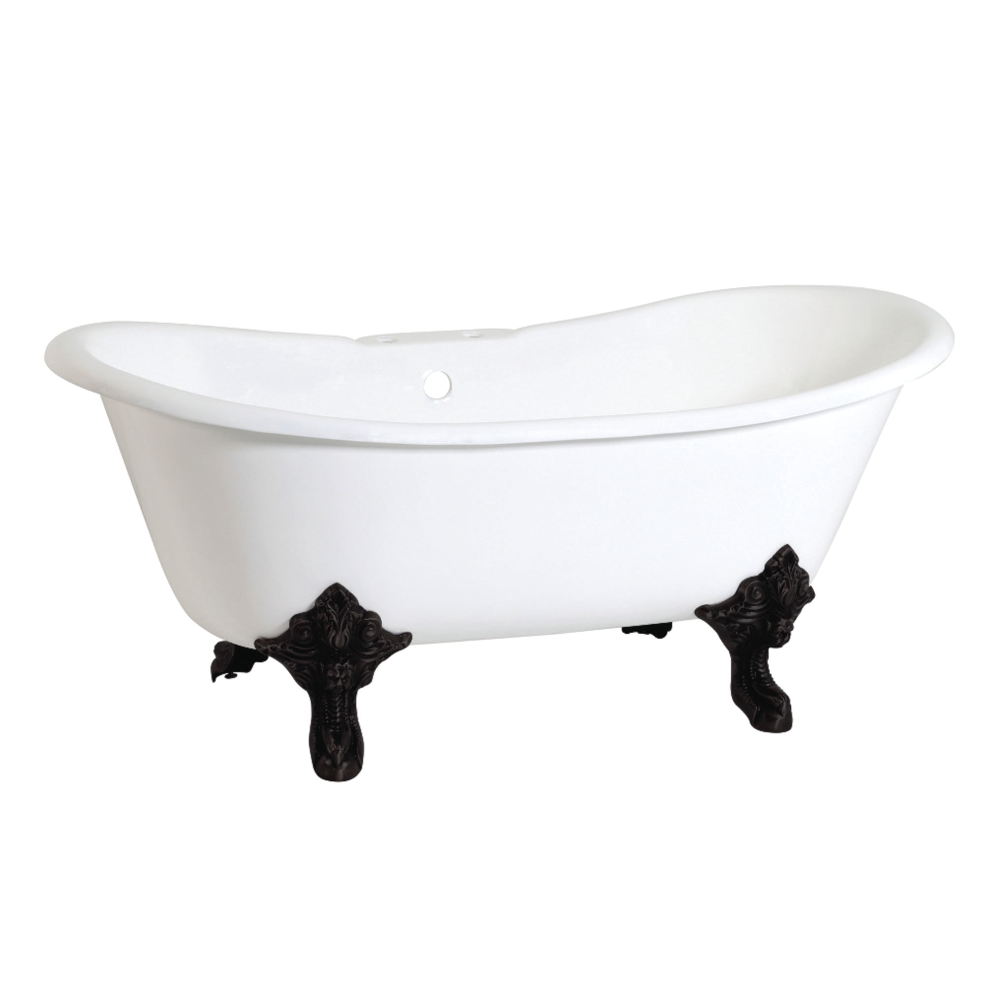 Aqua Eden VCT7DS7231NL0 72" Cast Iron Oval Double Slipper Clawfoot Tub ...