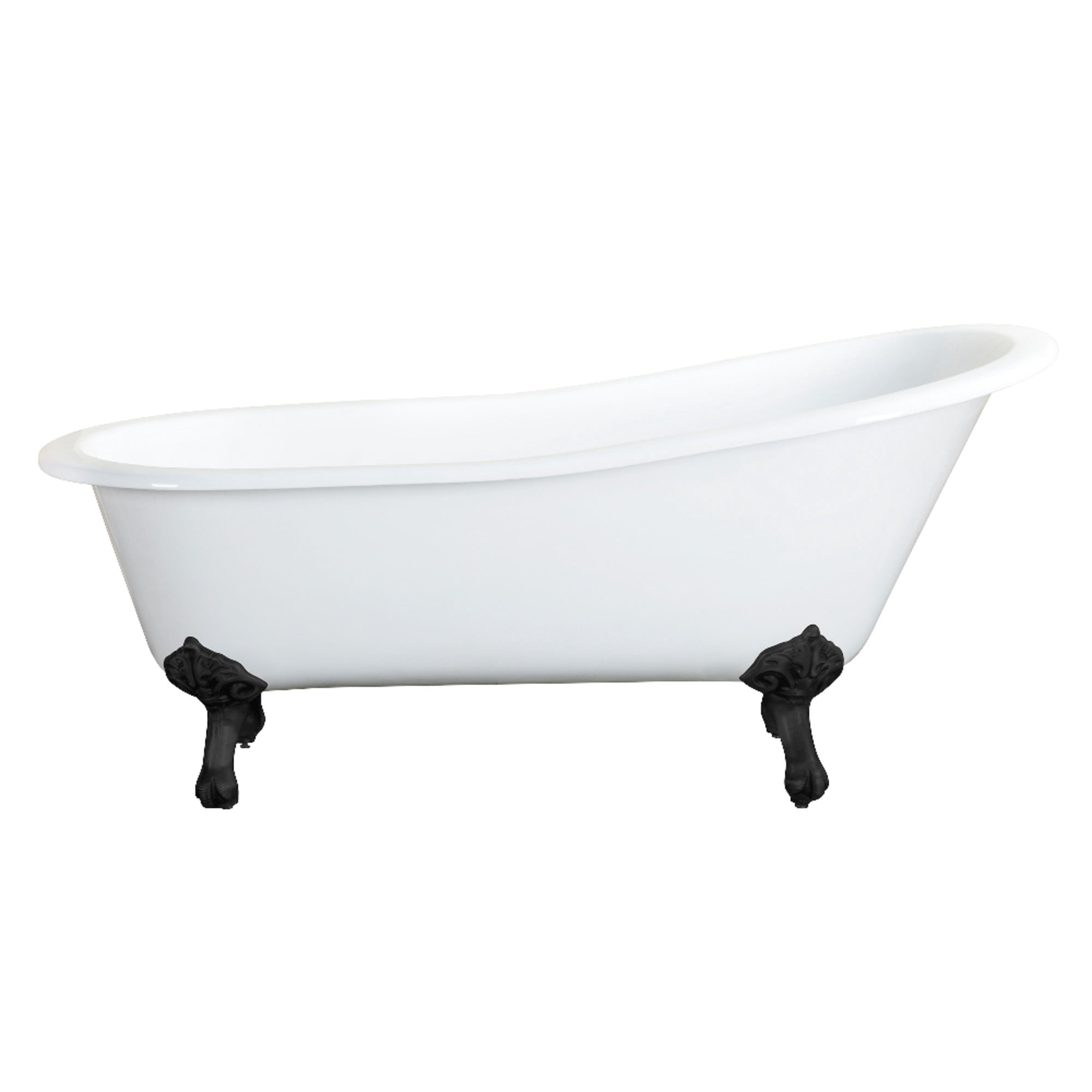 Aqua Eden VCTND5731B0 57" Cast Iron Oval Single Slipper Clawfoot Tub ...