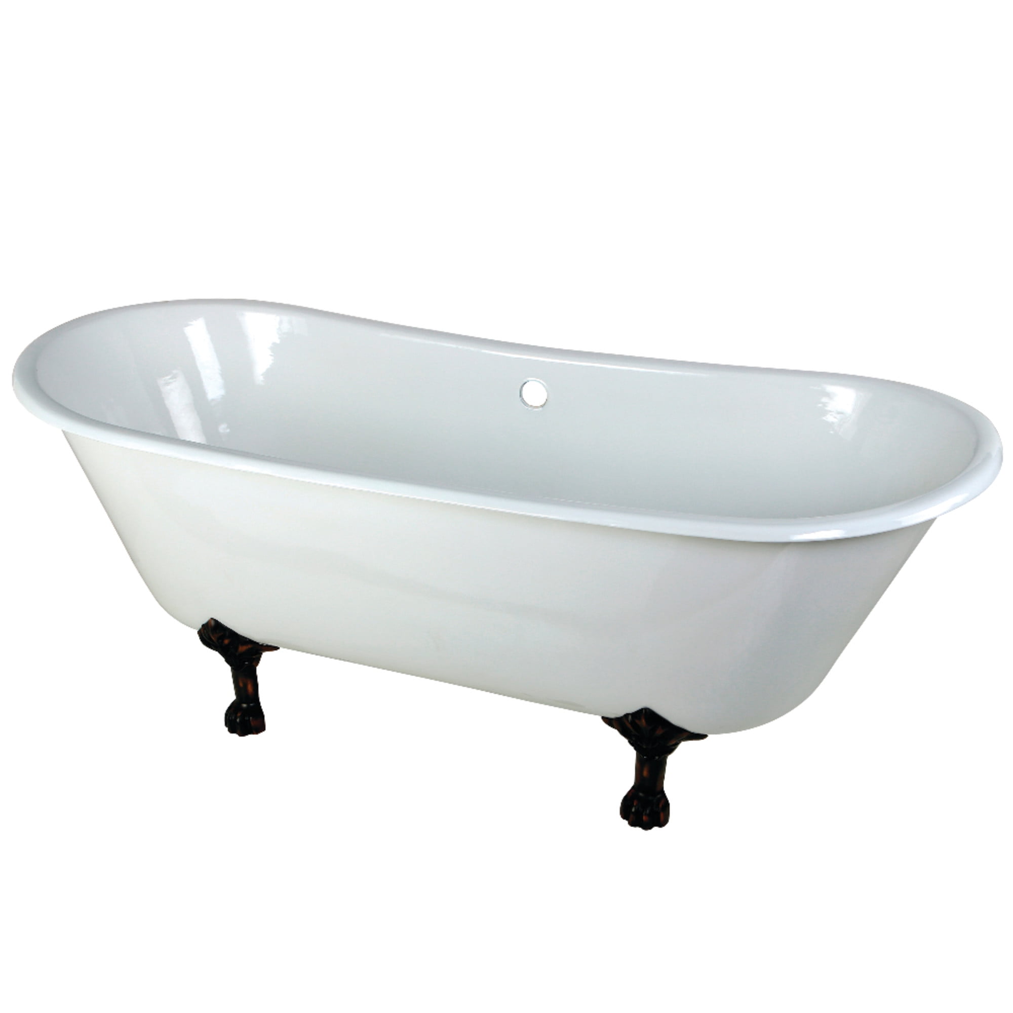 Aqua Eden VCTND6728NH5 67-Inch Cast Iron Oval Double Slipper Clawfoot ...