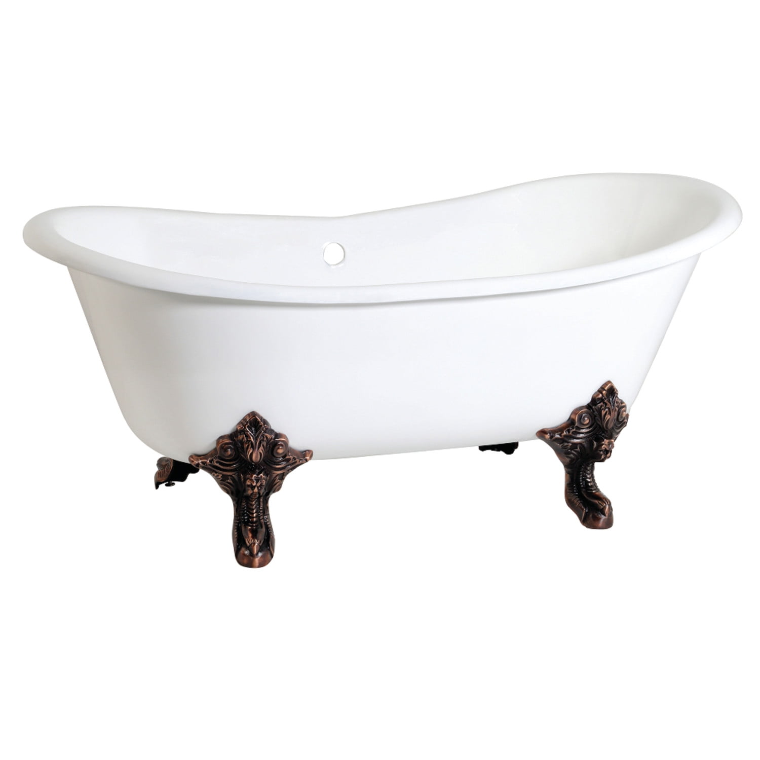 Aqua Eden VCTNDS6731NL5 67-Inch Cast Iron Double Slipper Clawfoot Tub ...