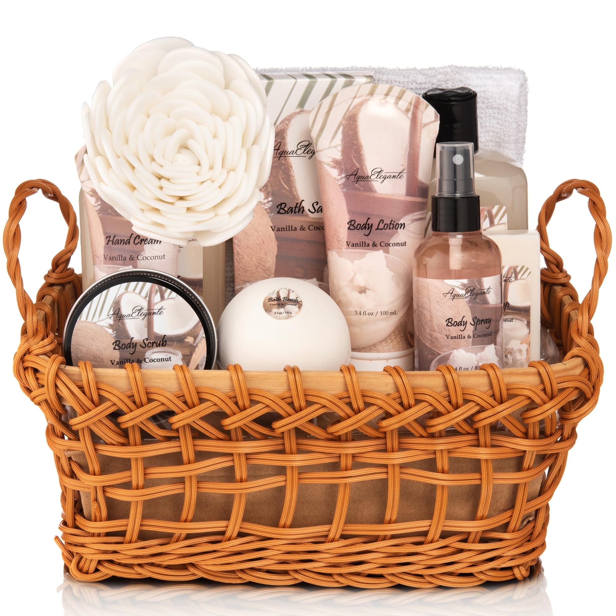 Aqua Elegante Gift Basket For Women - Luxury Bath Set With Coconut ...
