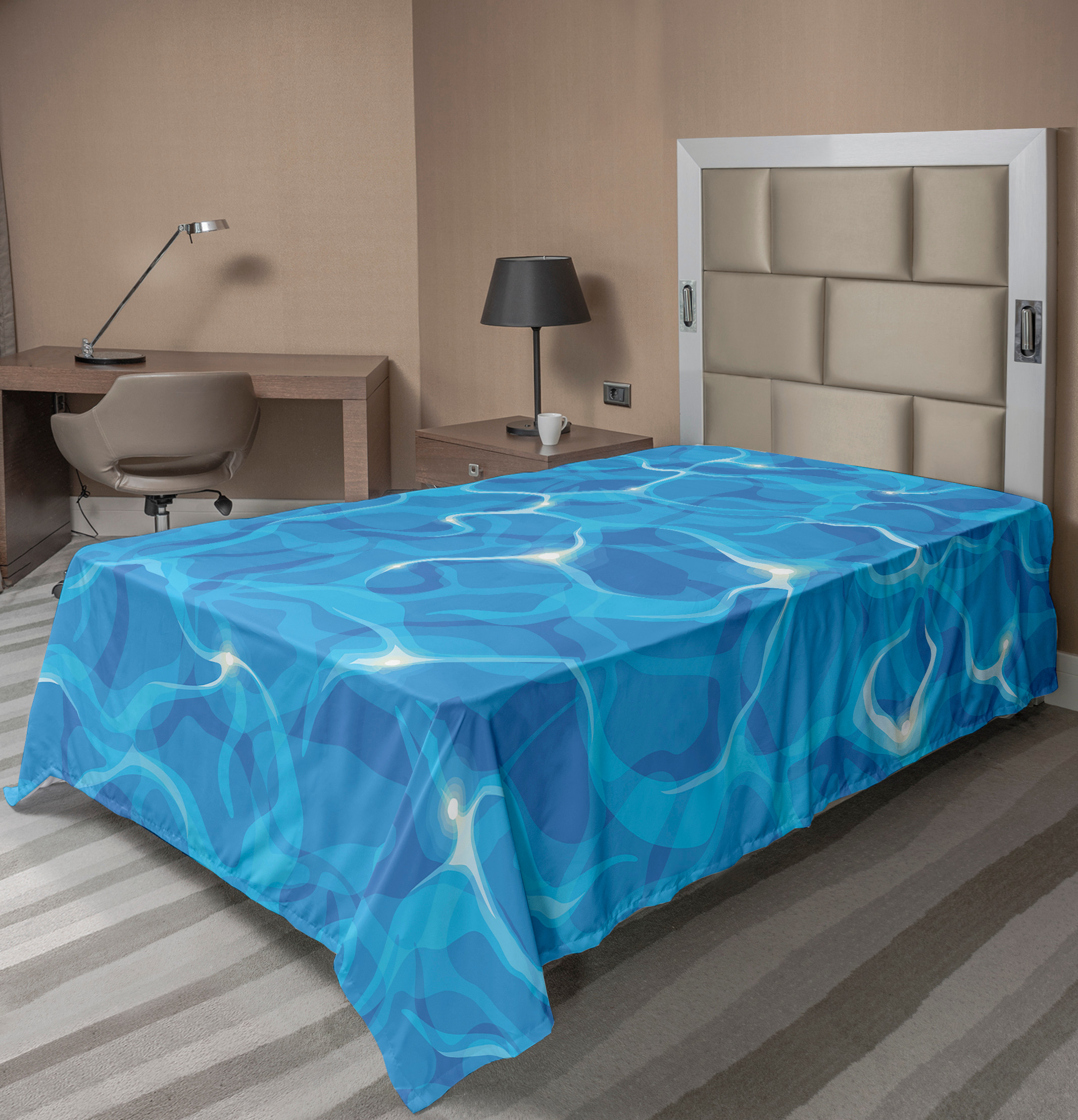Ambesonne Aqua Flat Sheet, Bold Water Surface Waves Art, TwinXL Size ...