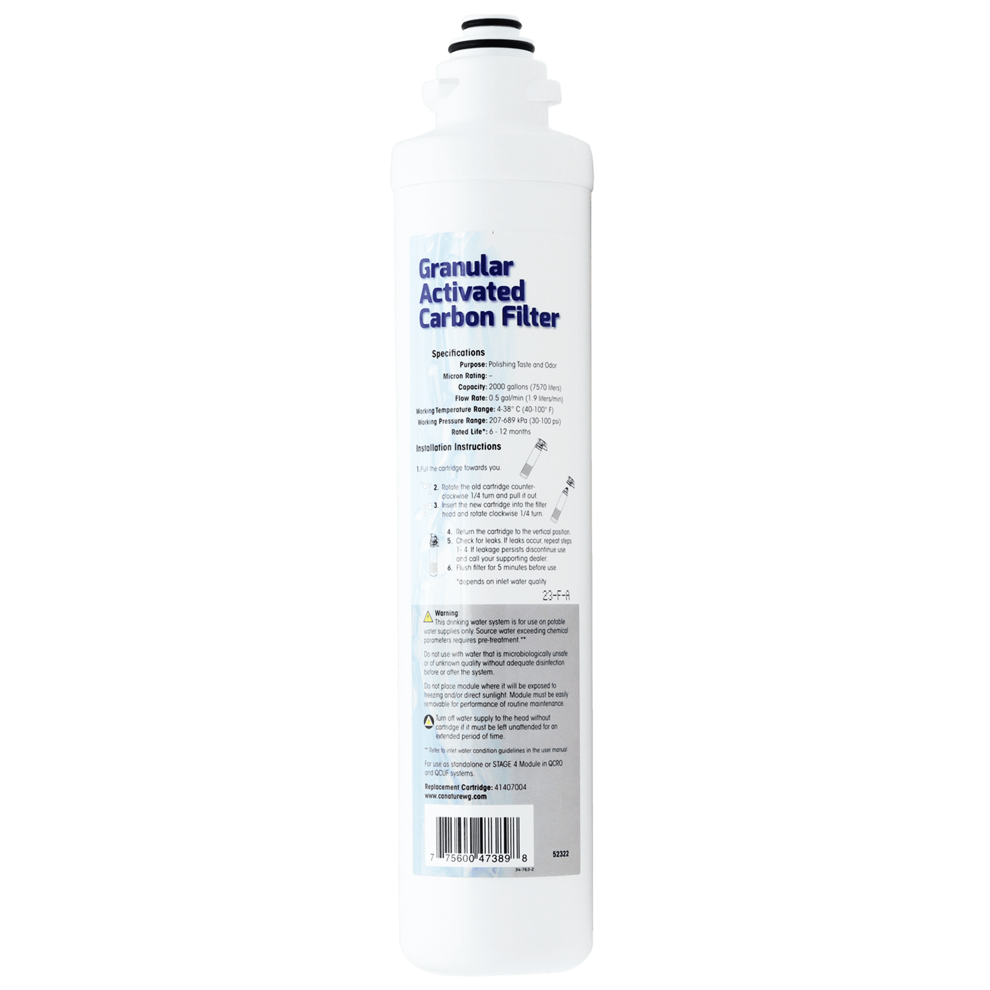 Aqua Flo 41407004 GAC Carbon Filter for QCRO & QCUF RO Systems ...