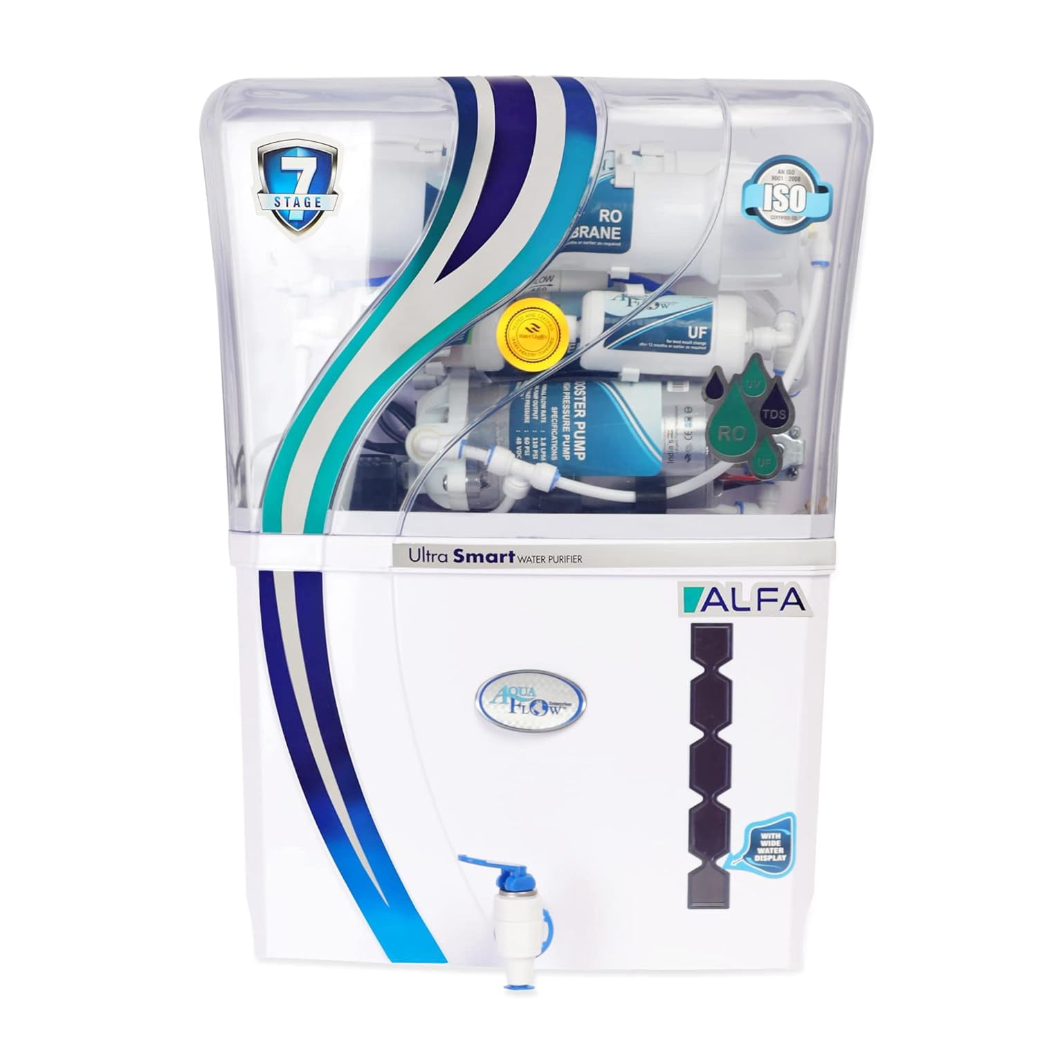 Aqua Flow ALFA Ultra Smart Mineral 12 L RO UV UF TDS Control UV in Tank ...