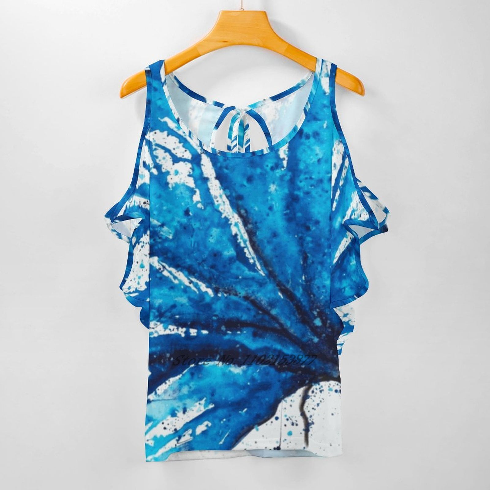 Aqua Flower Zipper Sexy T-Shirt Casual Tops Hollow Pullover Ladies Top ...