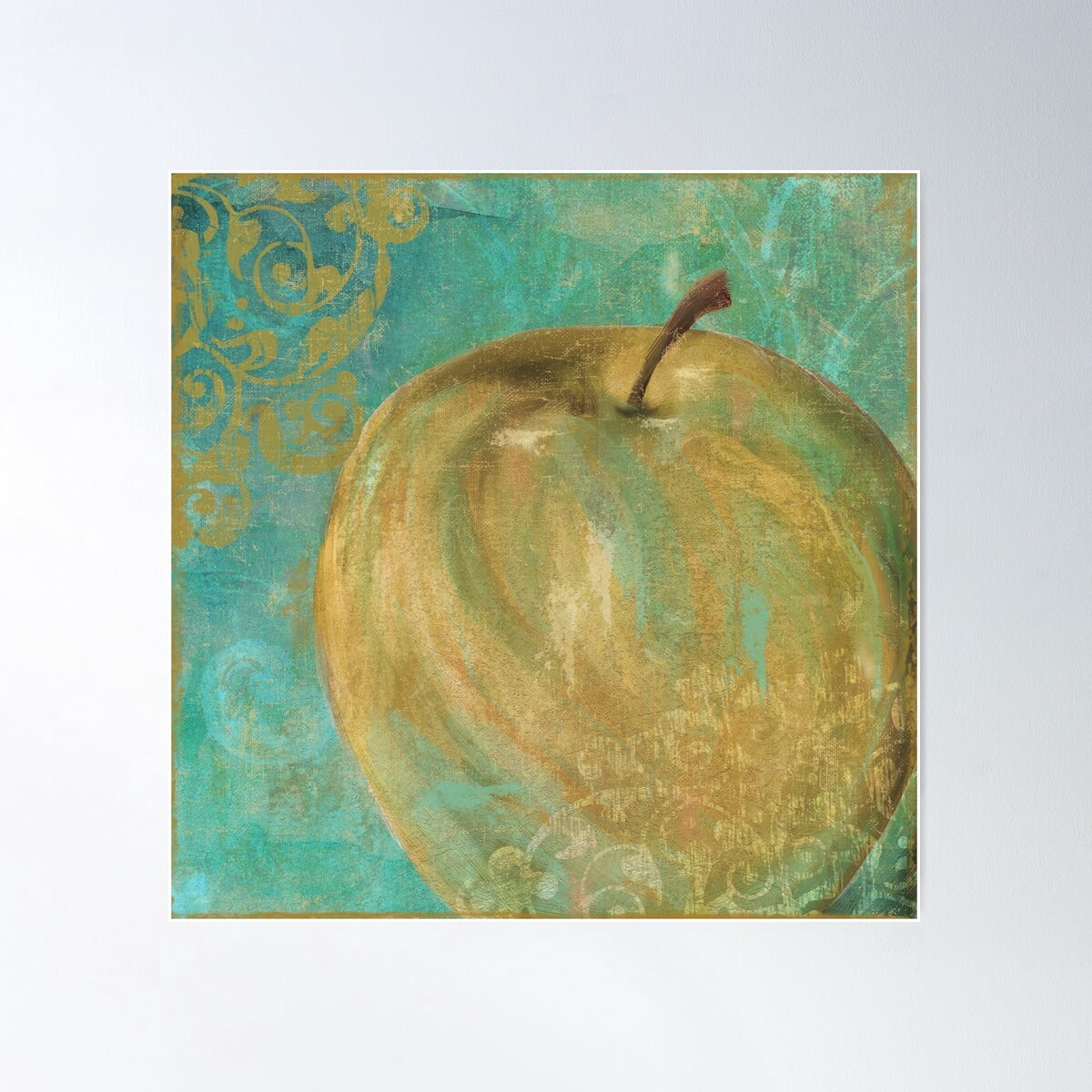 Aqua Fruit Apple Poster Wall Art, Modern Wall Decor For Living Room ...