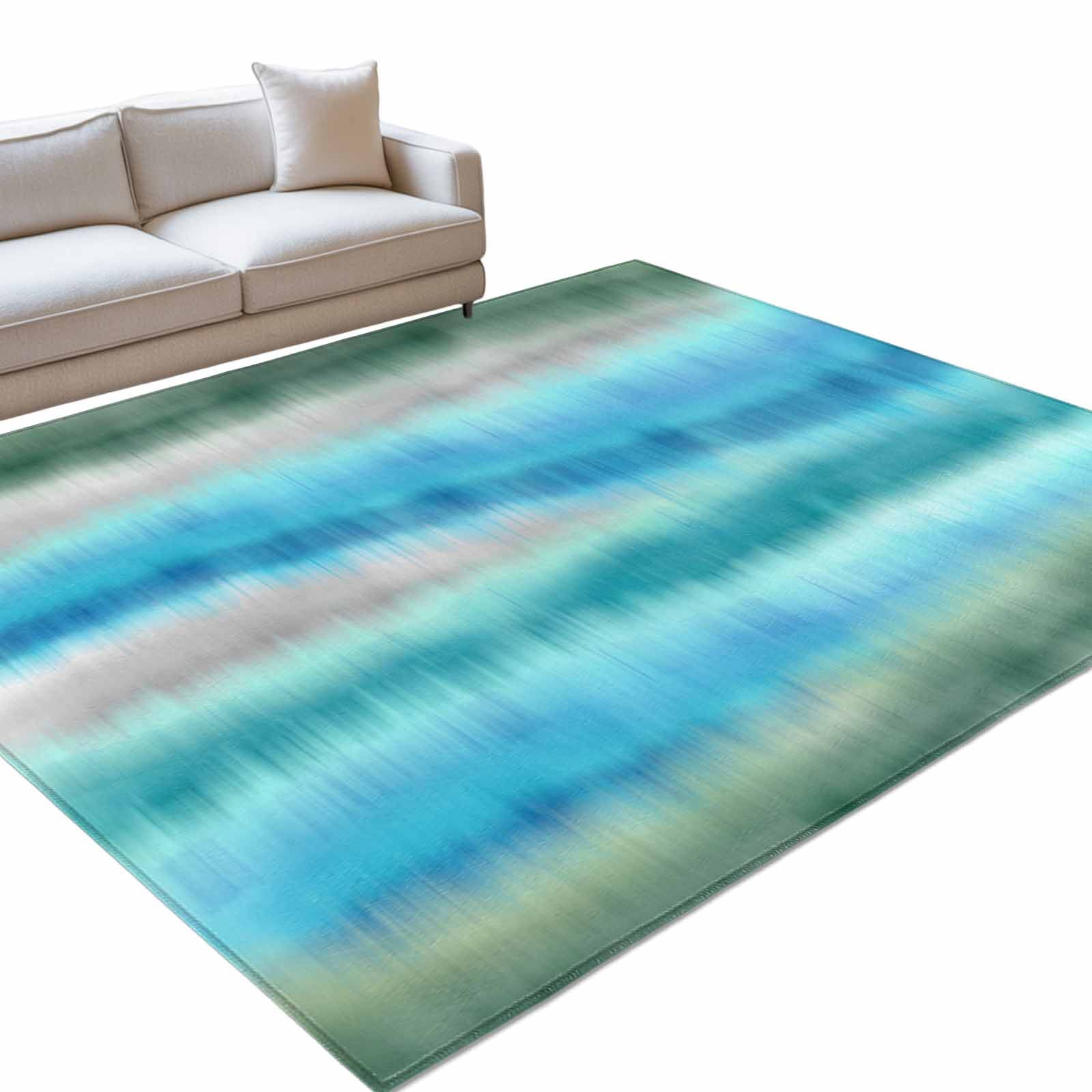 Aqua Gradient Sea Mist 8x10ft Non Slip Area Rug Abstract Blue Green ...