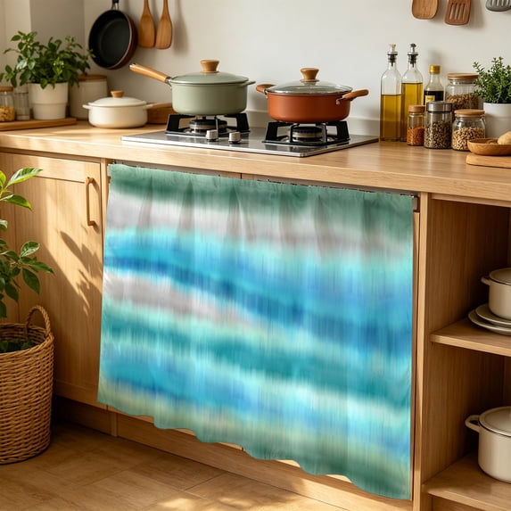 Aqua Gradient Sea Mist Cabinet Curtains 35" W x 35" L Abstract Blue ...