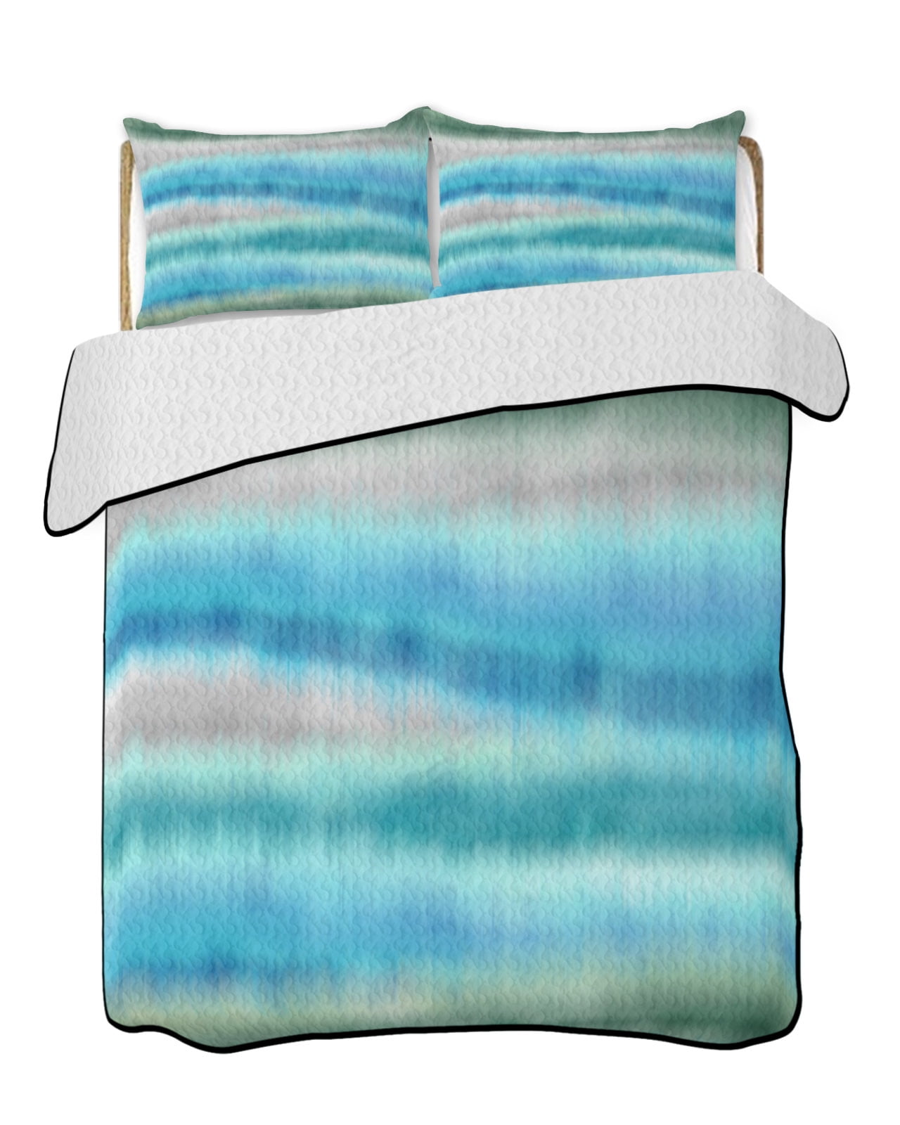 Aqua Gradient Sea Mist Quilts Bedding Set California King Abstract Blue ...