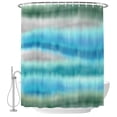 Aqua Gradient Sea Mist Shower Curtain Set with Hooks, Abstract Blue ...