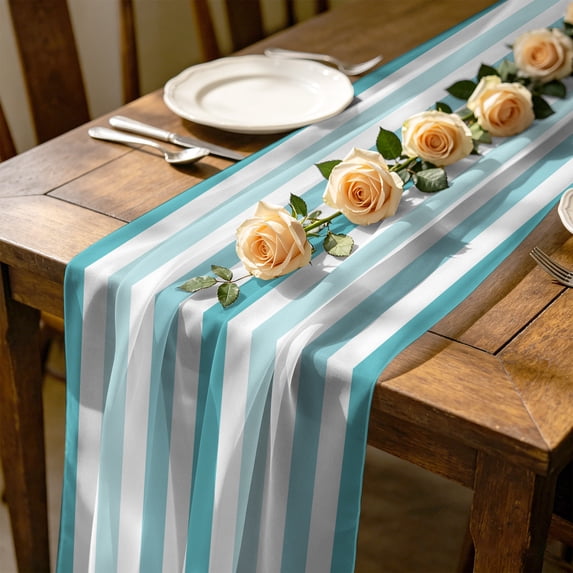 Aqua Gradient Stripes 4.5 ft Cheesecloth Table Runner for Wedding 19 ...