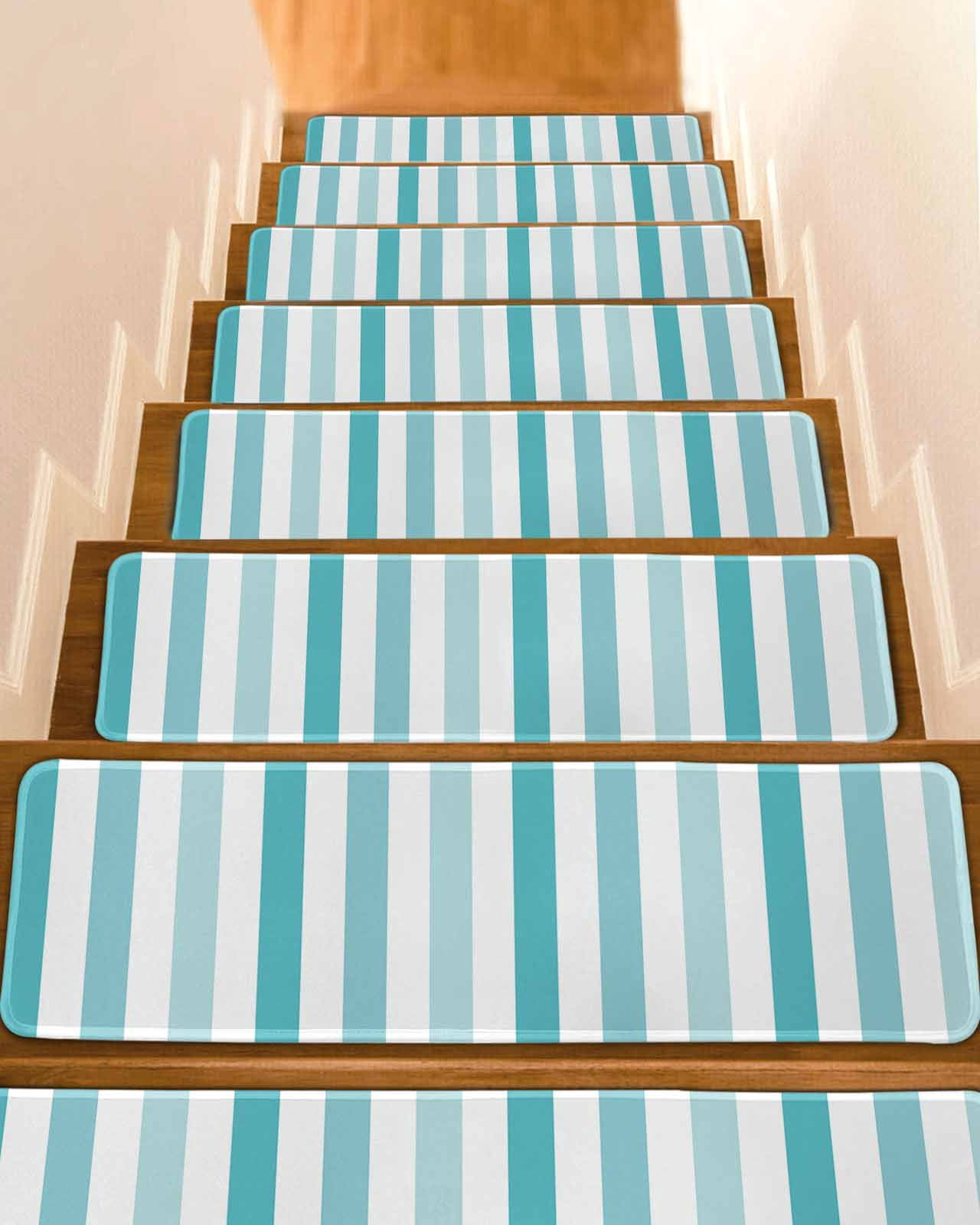 Aqua Gradient Stripes Stair Treads Non Slip for Steps Minimalist ...