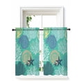 Aqua Gray Shell Coral Curtains 45 Inch Length,Sheer Curtains for ...