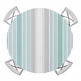 Aqua Gray Stripes Round Tablecloth for 55-60 Inch Tables,Fitted Table ...