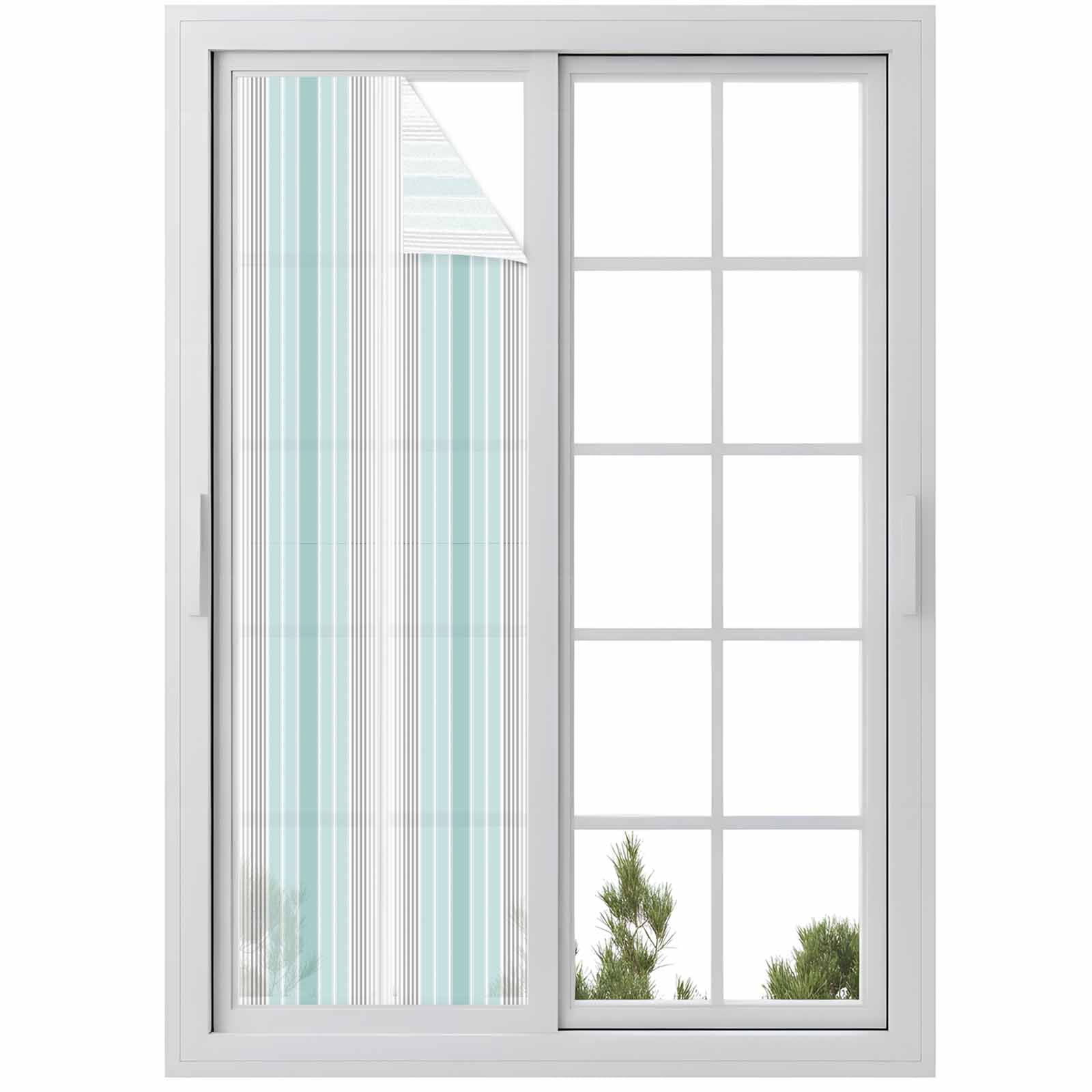 Aqua Gray Stripes Window Privacy Film, Minimalist Gradient Lines ...