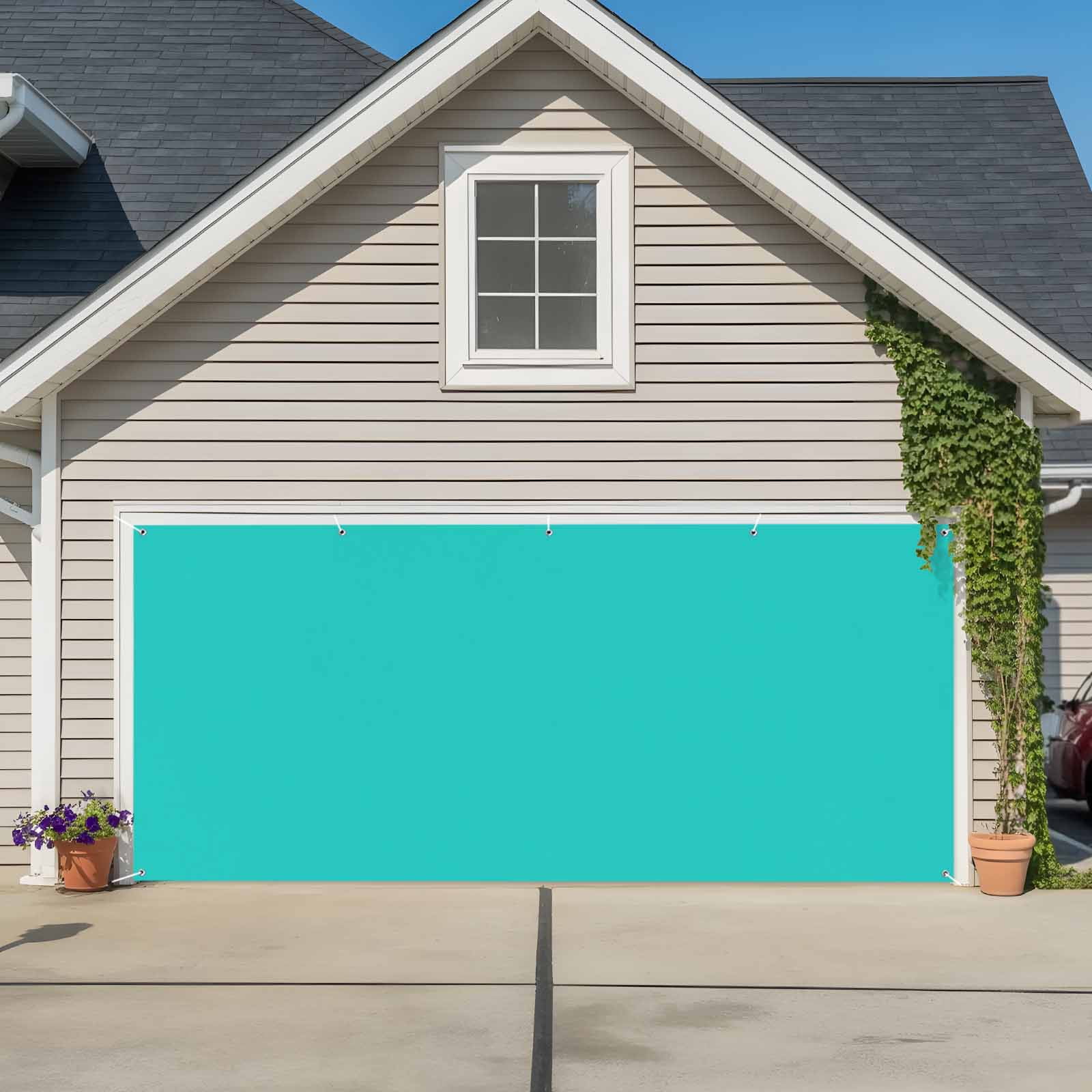 Aqua Green Garage Door Banner Covers, Green Large Hanging Indoor ...