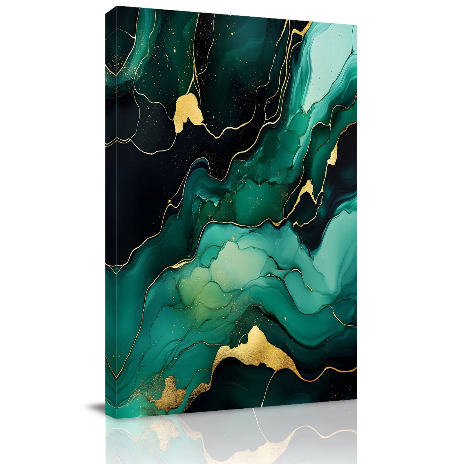 Aqua Green Gold Marble Canvas Wall Art for Living Room, Bronzing ...