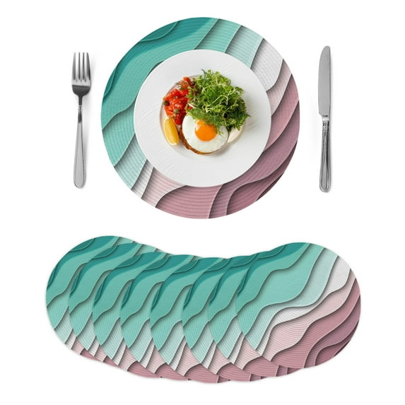 Aqua Green Purple Beach Coastal Round Table Placemats set of 8 ...