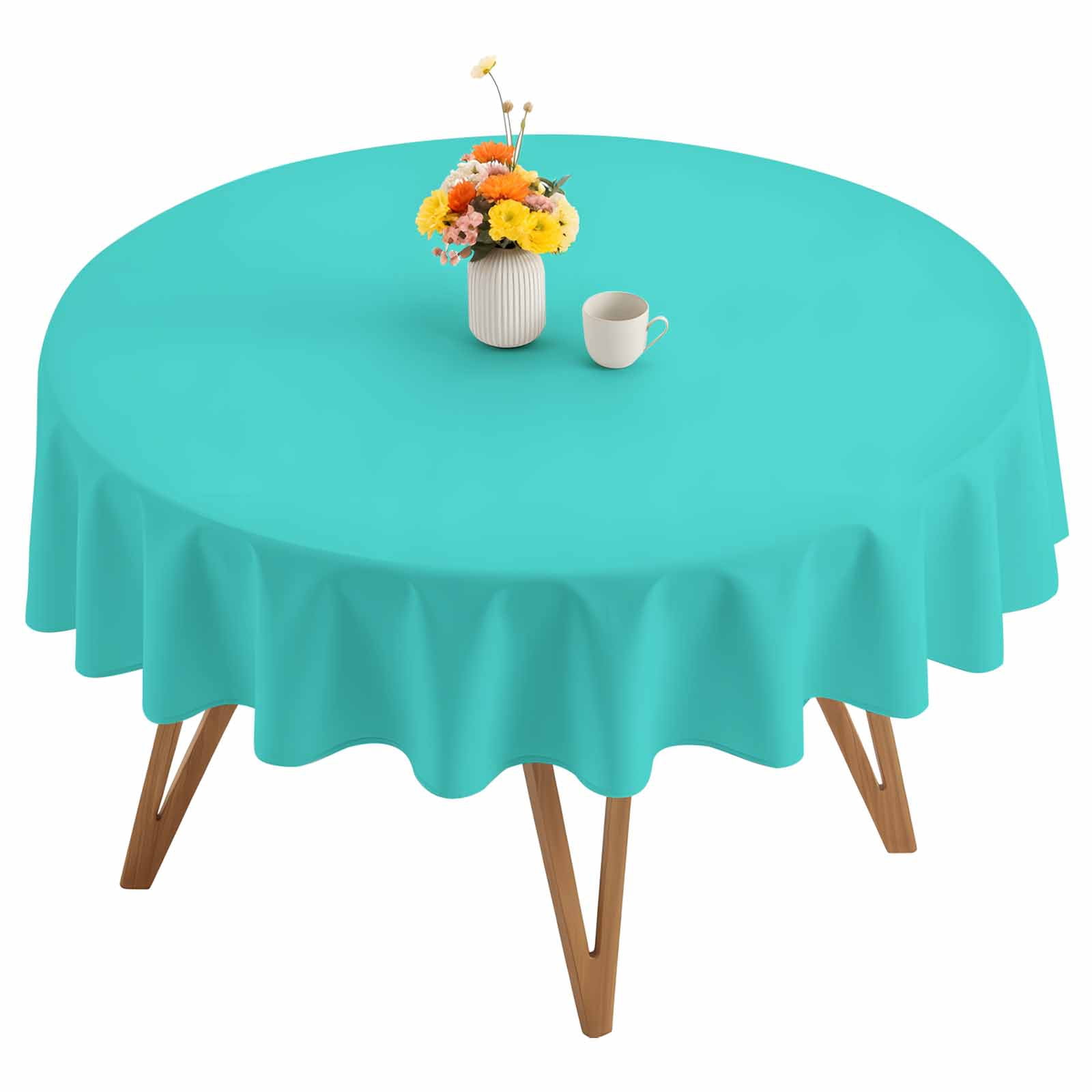 Aqua Green Round Tablecloth 54 inches Green Solid Color Waterproof Oil ...
