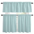 Aqua Green Stripes Kitchen Curtains Set for Windows, Classic Minimalist ...
