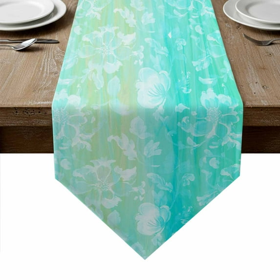 Aqua Green Table Runner Linen Burlap Table Runner 72 Inches Long ...
