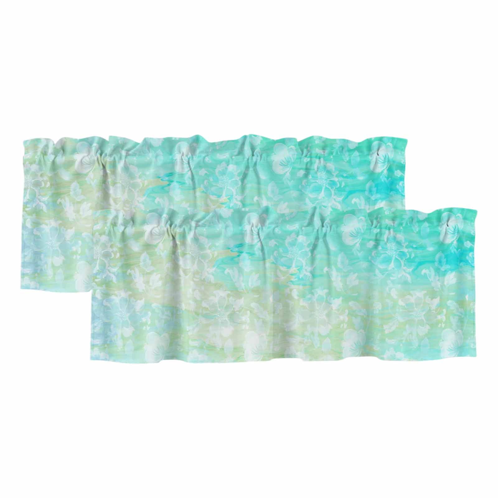 Aqua Green Valances for Windows, Decorative Rod Pocket Window Valance ...