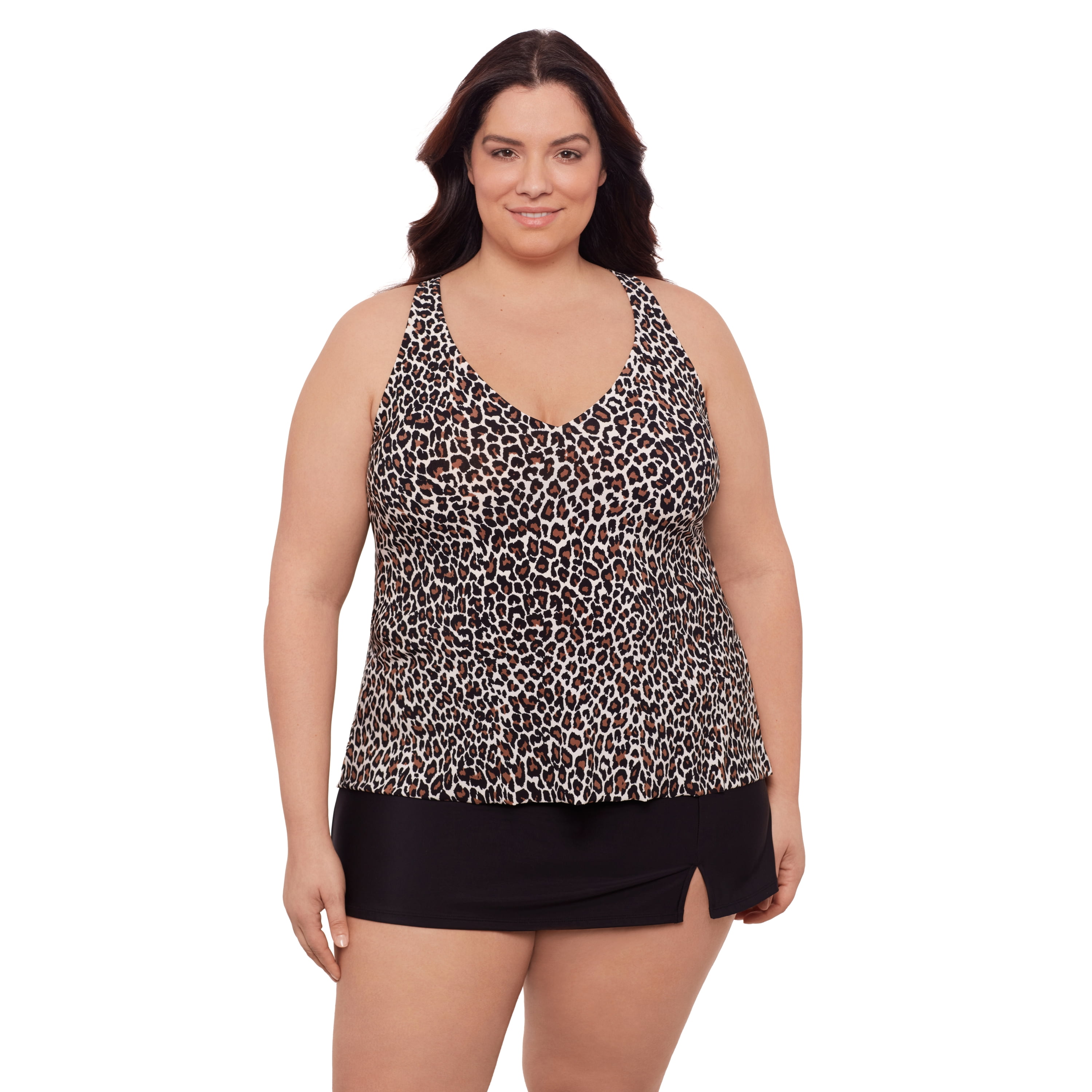 Aqua Green, Women's Ladder Trim Racerback Tankini, Seeing Spots Brown ...