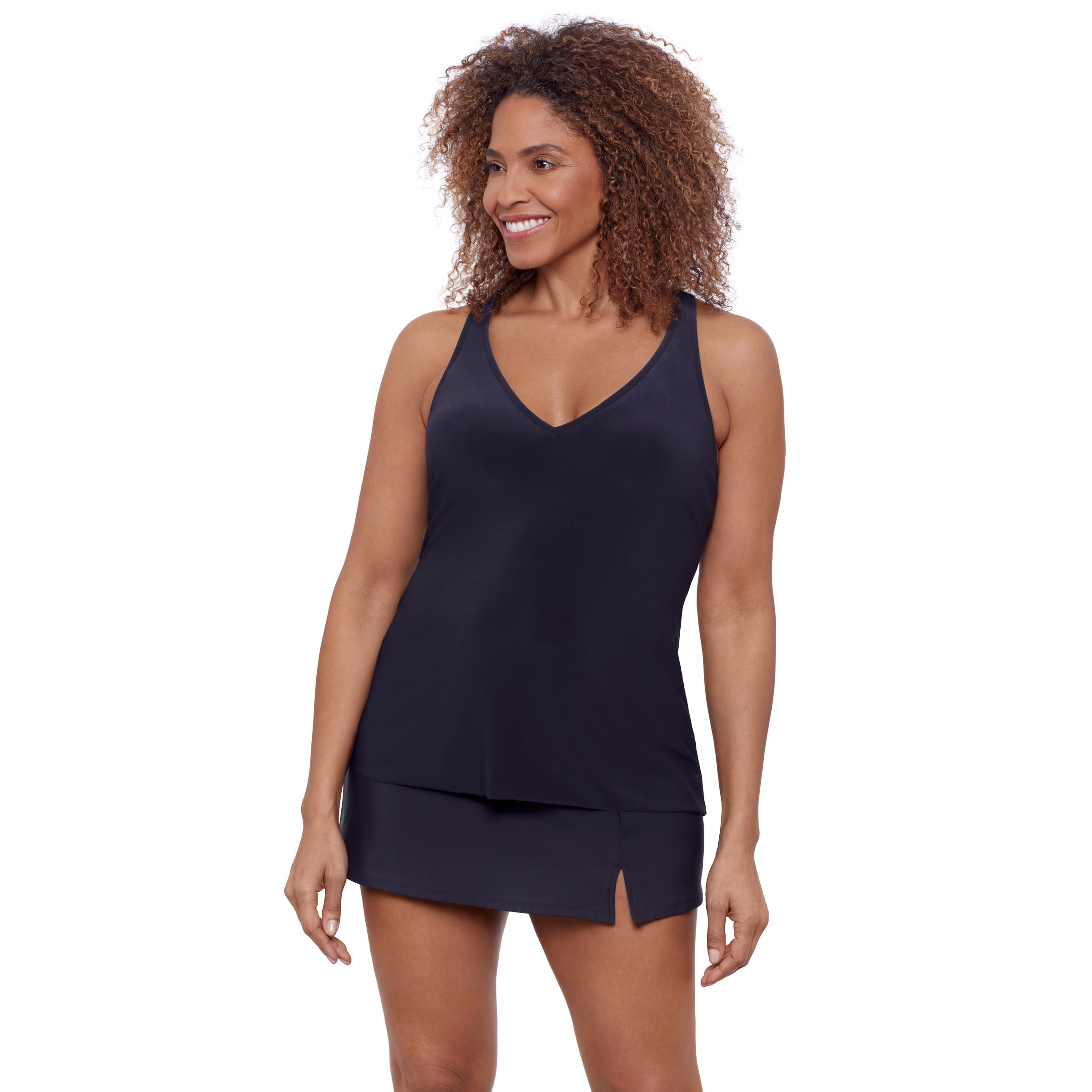 Aqua Green, Women's Ladder Trim Racerback Tankini, True Navy Blue ...