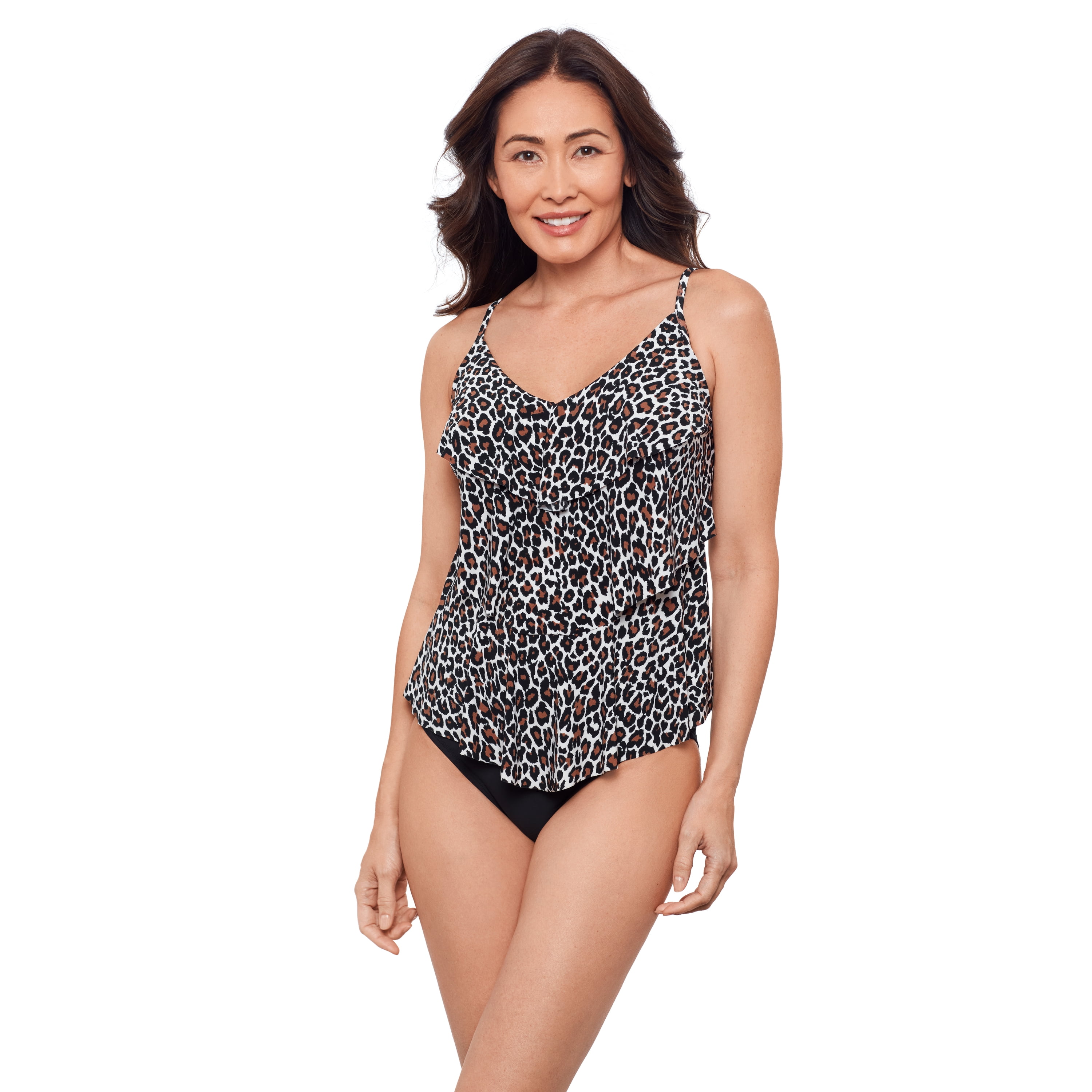 Aqua Green, Women's Triple Tier Tankini, Seeing Spots Brown, Medium - Walmart.com