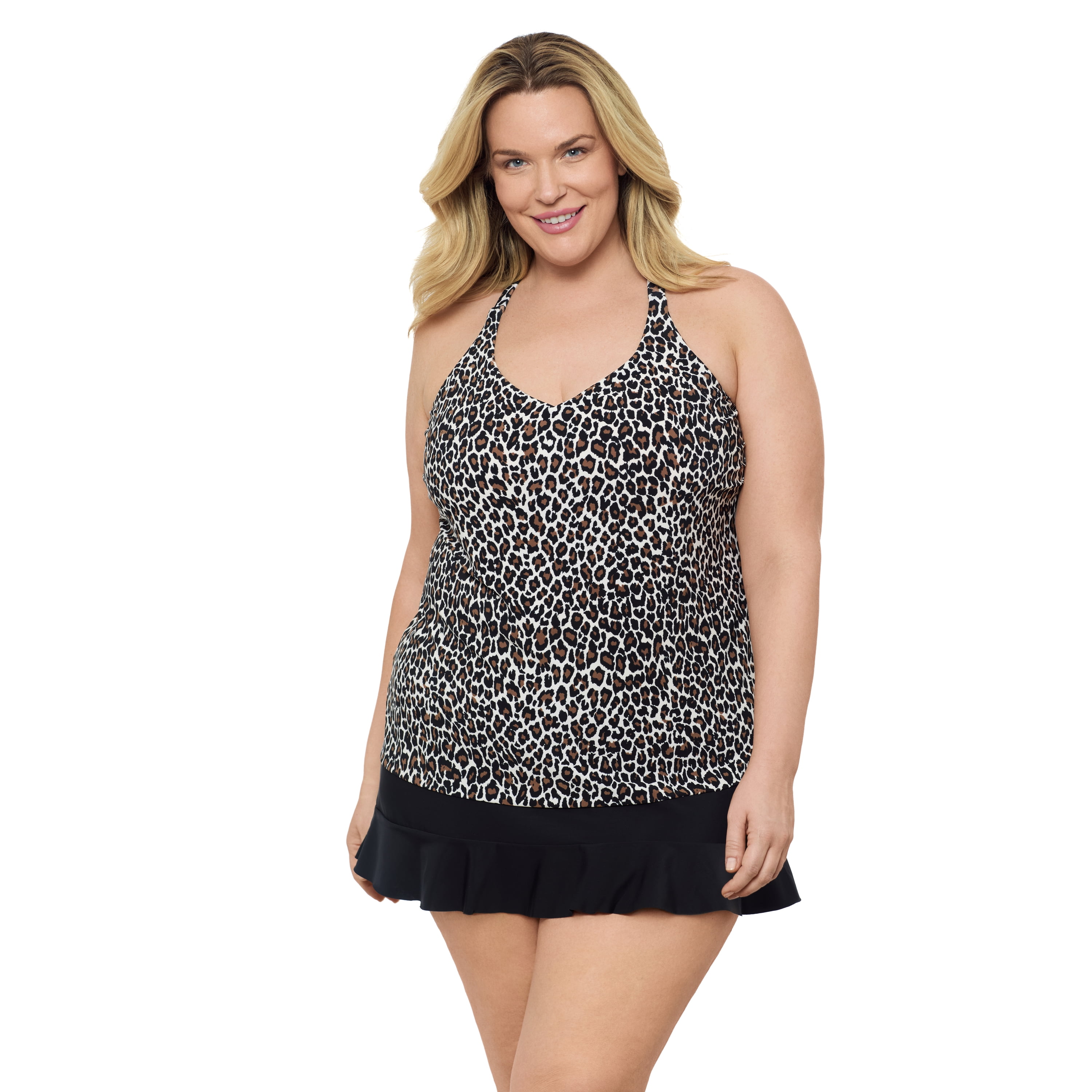Aqua Green, Women's Y-Back Tankini, Seeing Spots Brown, 1X - Walmart.com