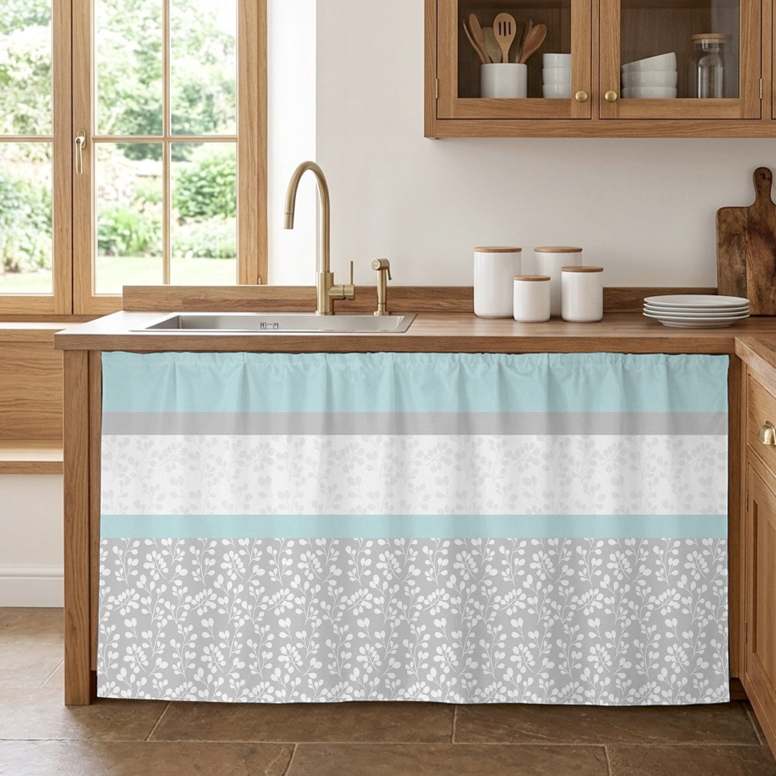 Aqua Grey Cabinet Curtain 28"Wx51"L,Dustproof Storage Cabinet Curtain ...