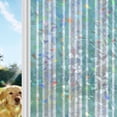 Aqua Grey Stripe Window Privacy Film Stain Glass,Reusable Decorative ...